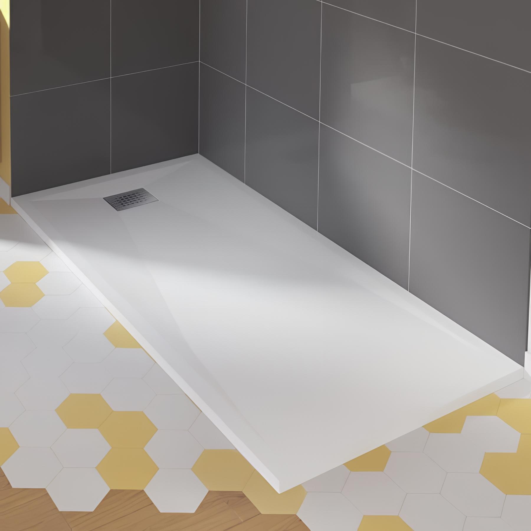 Receveur de douche Kinedo Kinesurf 4cm 1,40 mx90 blanc grille en inox ...