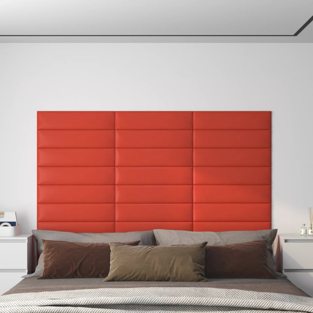 Paneles de pared 12 uds Rojo 60x15 cm Polipiel 1,08 m2 | Leroy Merlin