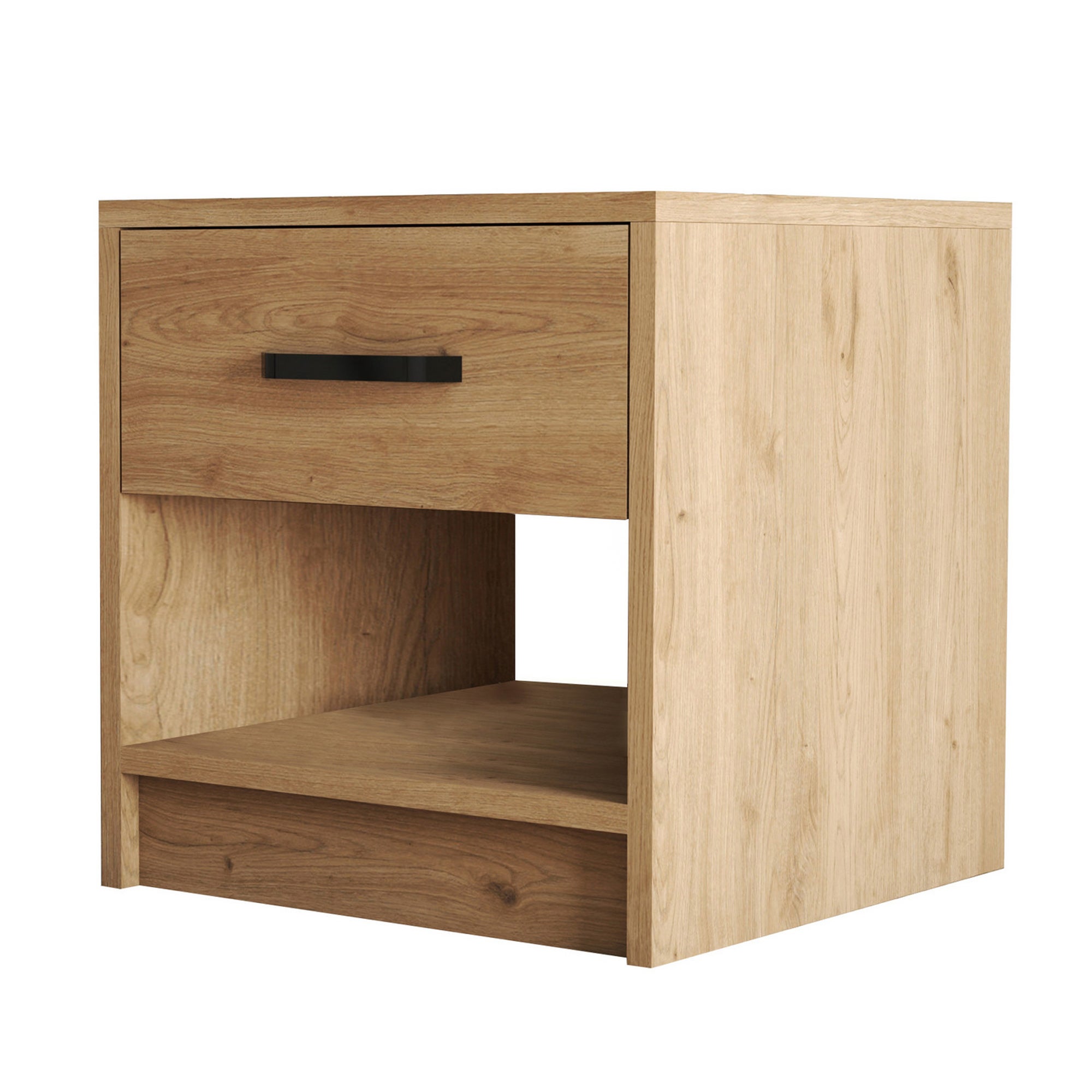 Comodino, 100% truciolare impiallacciato in melaminico, colore quercia ...