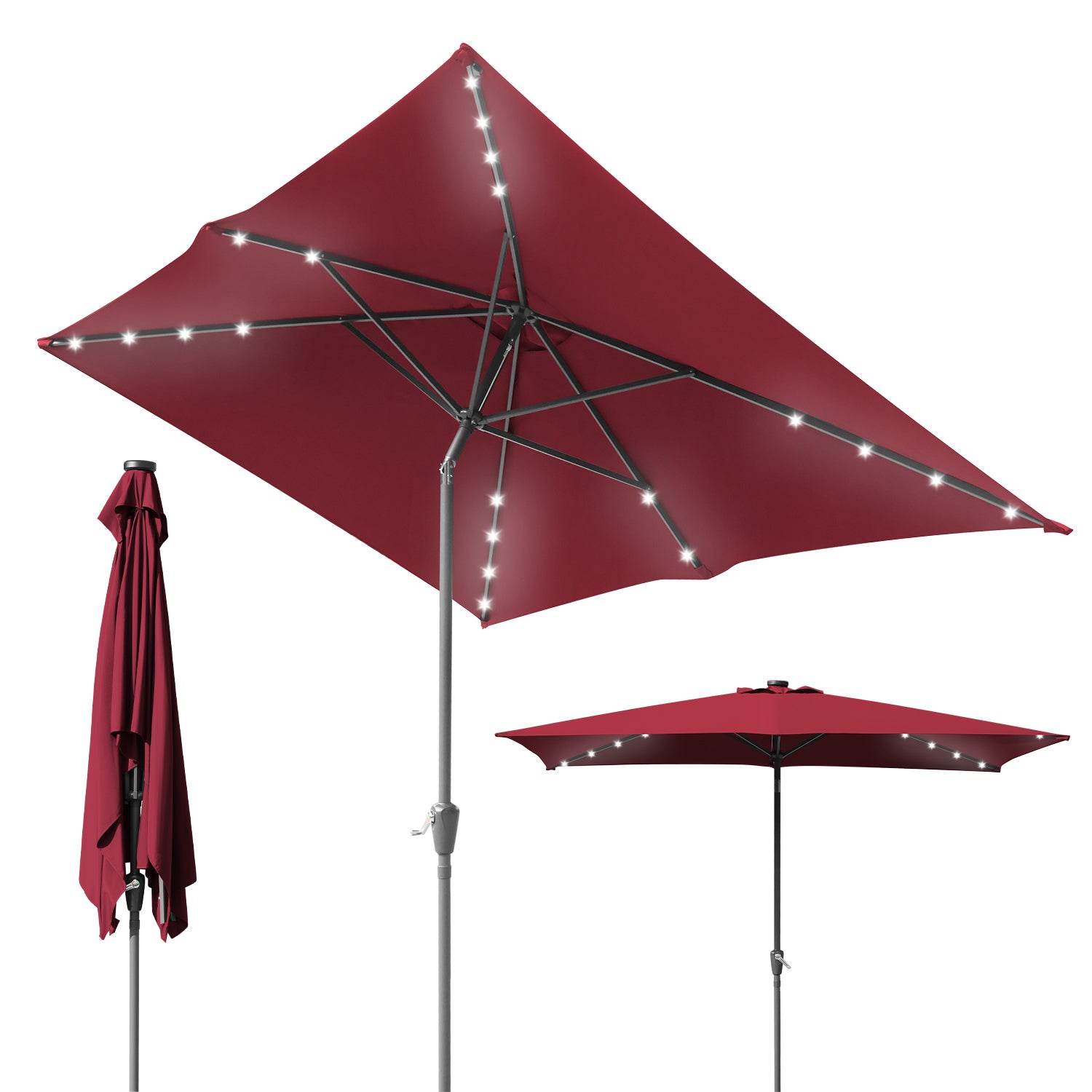 Parasol solar LED recto, UV30+, para playa, exterior, camping, jardín ...