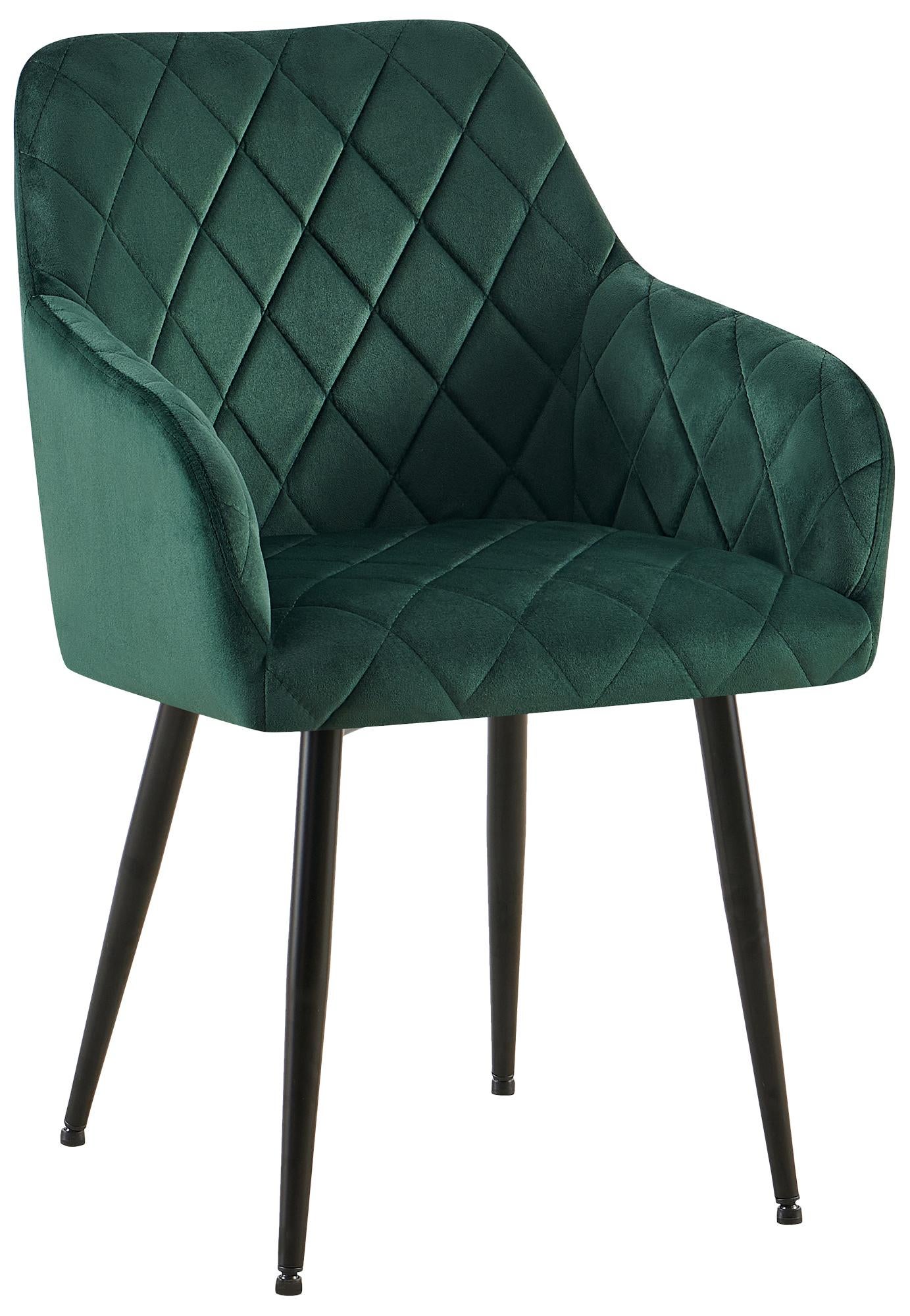 Chaise de salle à manger Monett velours Vert|Métal noir mat | Leroy Merlin