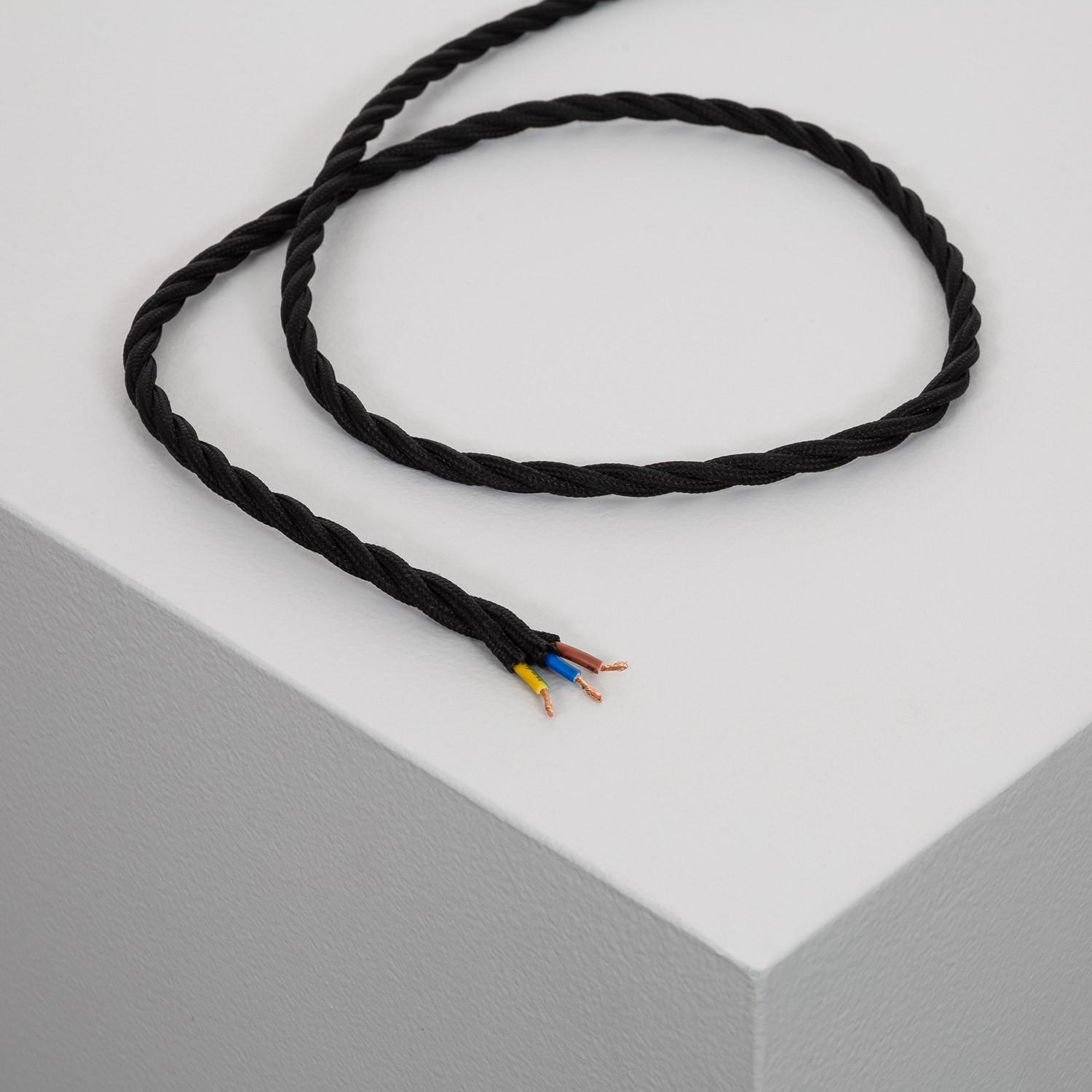Ledkia Cable Textil Eléctrico Trenzado Negro 3 m Textile | Leroy Merlin