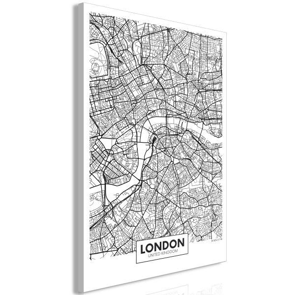 Tableau Cartes du monde Map of London (1 Part) Vertical 60x90 cm ...