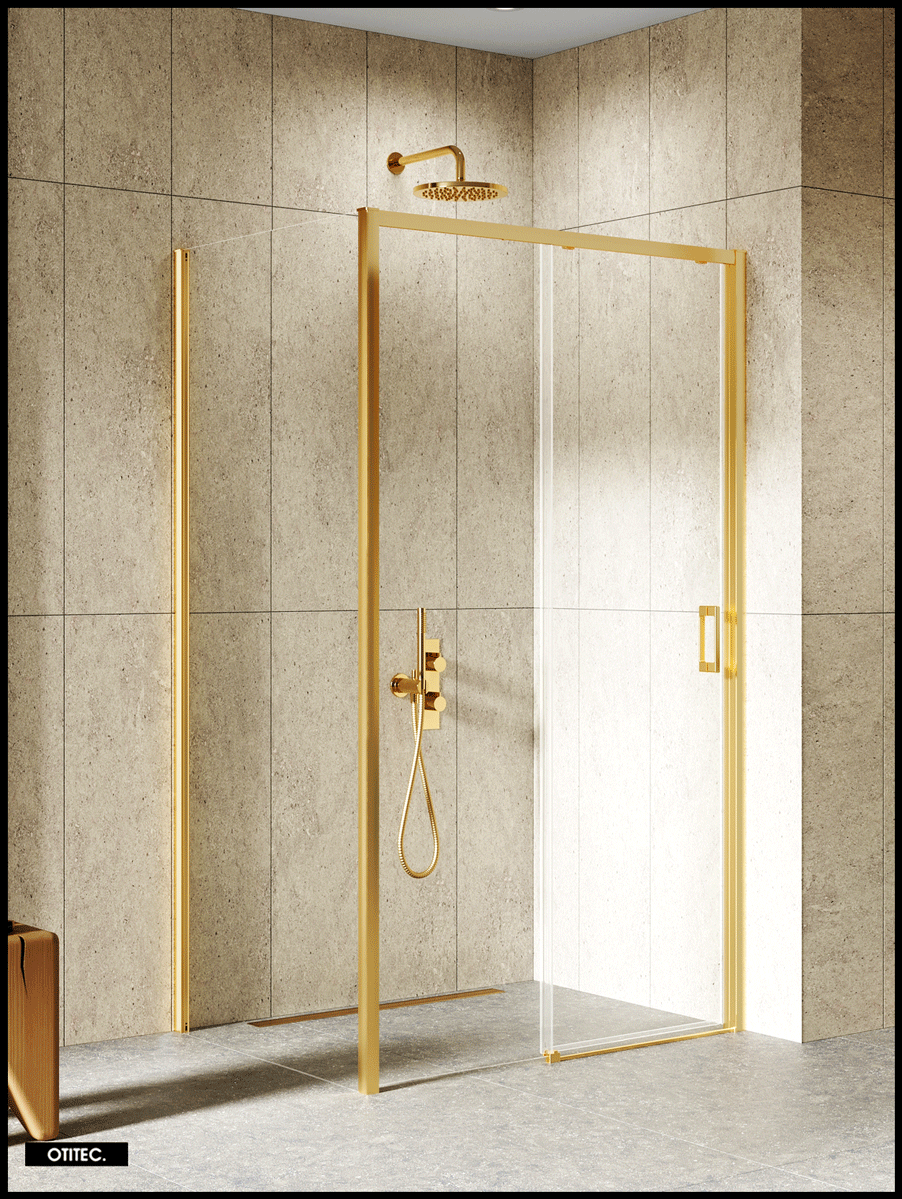 Porta Doccia con Pannello Laterale - 120 x 90 x 200 - ORO SPAZZOLATO ...