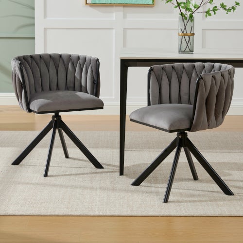 Lot de 2 fauteuil avec structure en métal noir, en velours, pour ...