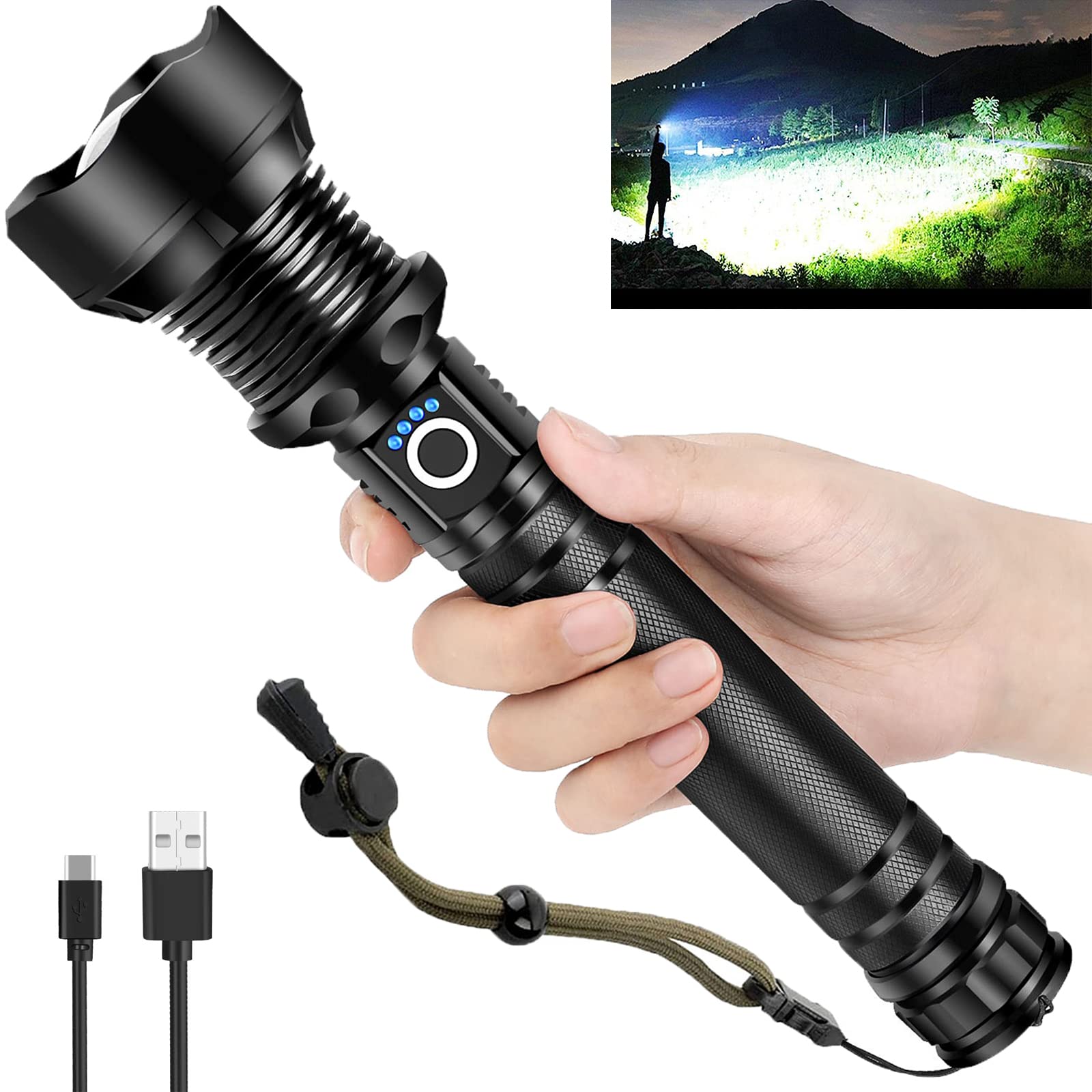 Lampe Torche LED Ultra Puissante,90000 Lumens Lampe de Poche ...