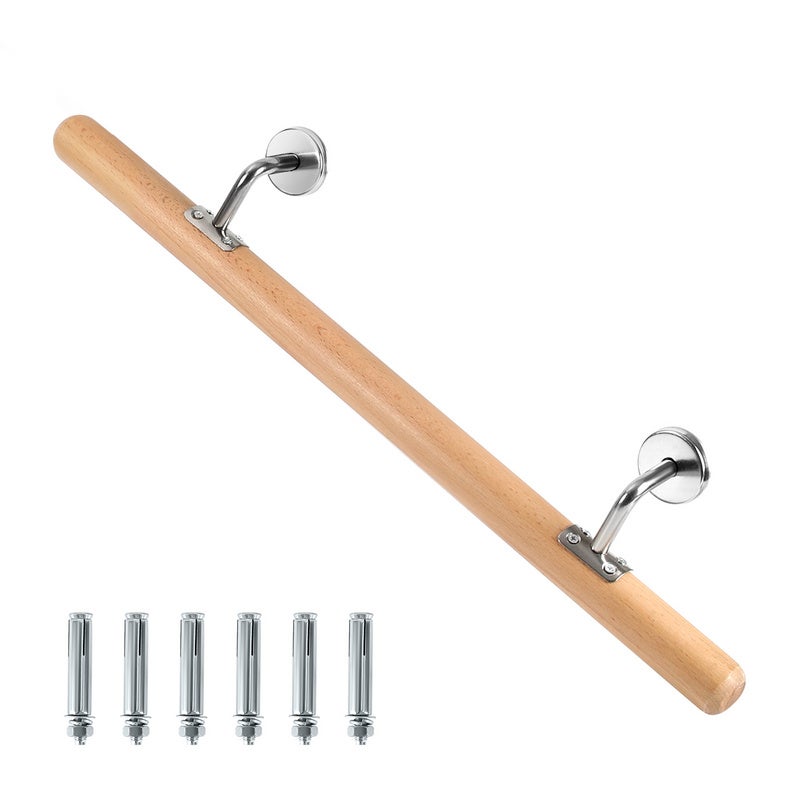 Corrimano in faggio 100 cm con supporto angolare, gradino, balaustra a ...