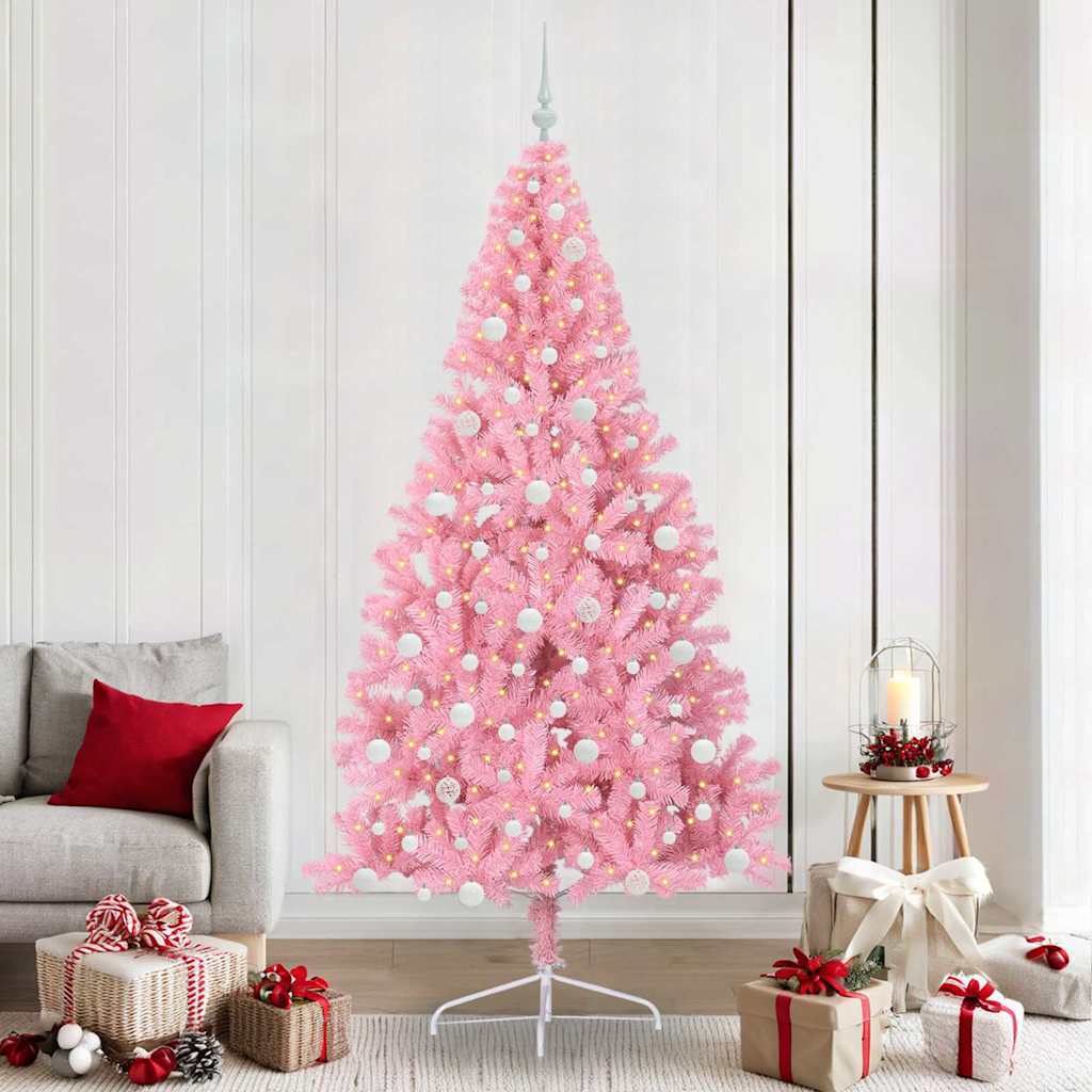 Sapin de Noël artificiel pré-éclairé Rose 240 cm PVC | Leroy Merlin