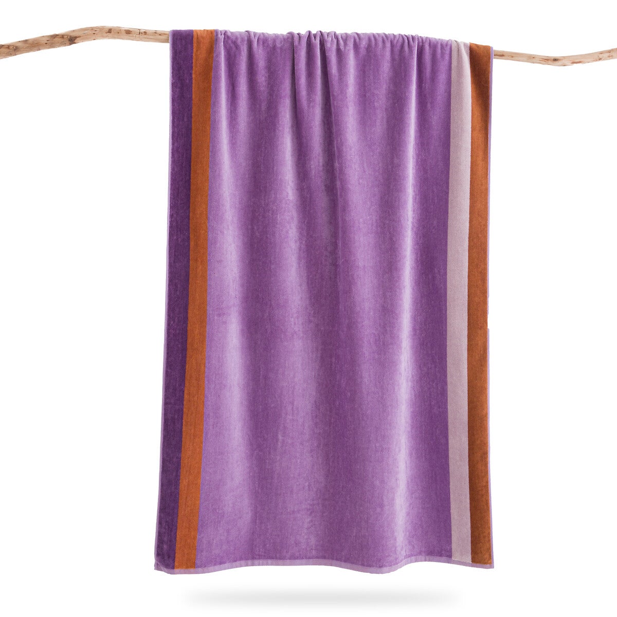 Drap de plage éponge velours 420g, Valparaiso - Rayé violet - taille ...