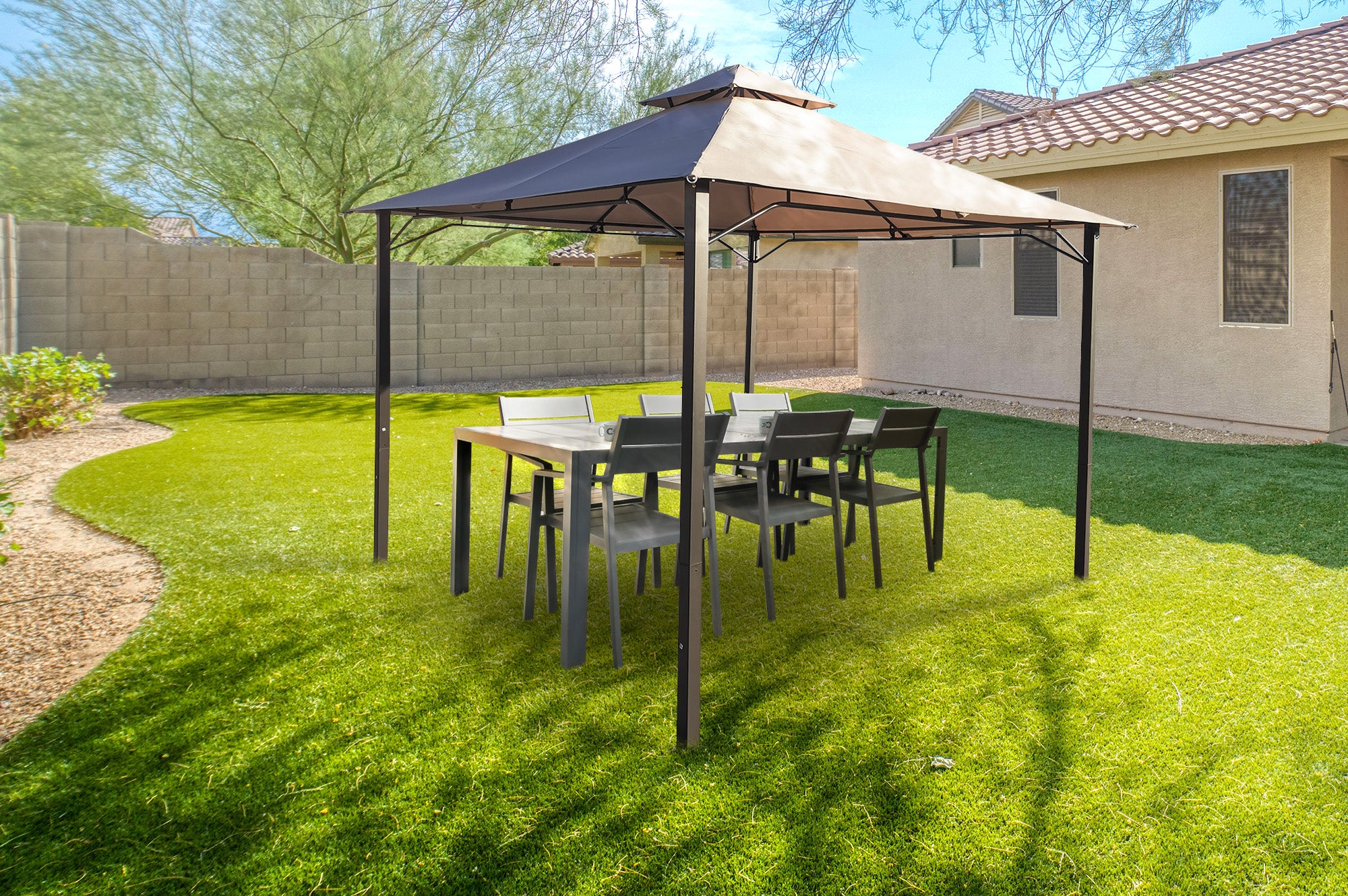 Tonnelle de jardin SAO 3x3 m Beige | Leroy Merlin