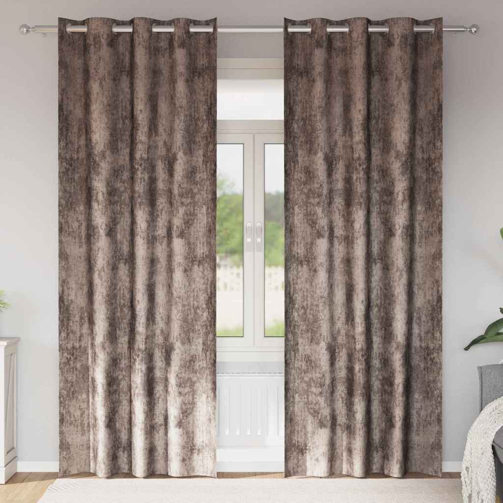 Rideaux en velours 2 pcs Cappuccino 225 x 140 cm Velours | Leroy Merlin