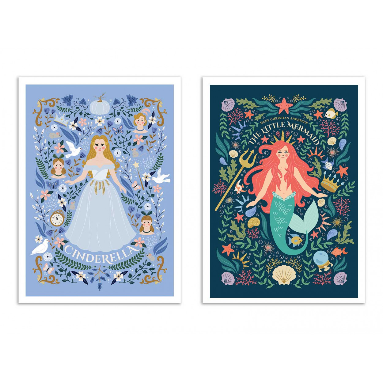 2 Art-Posters 30 x 40 cm - Duo Ariel and Cinderella - Vesna Skorsnek ...
