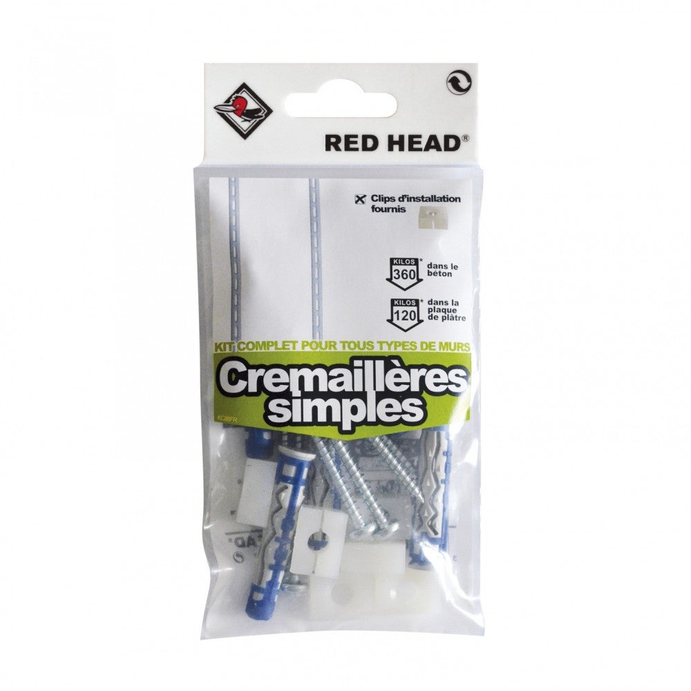 Kit chevilles à verrouillage de forme crémaillère simple RED HEAD, Diam ...