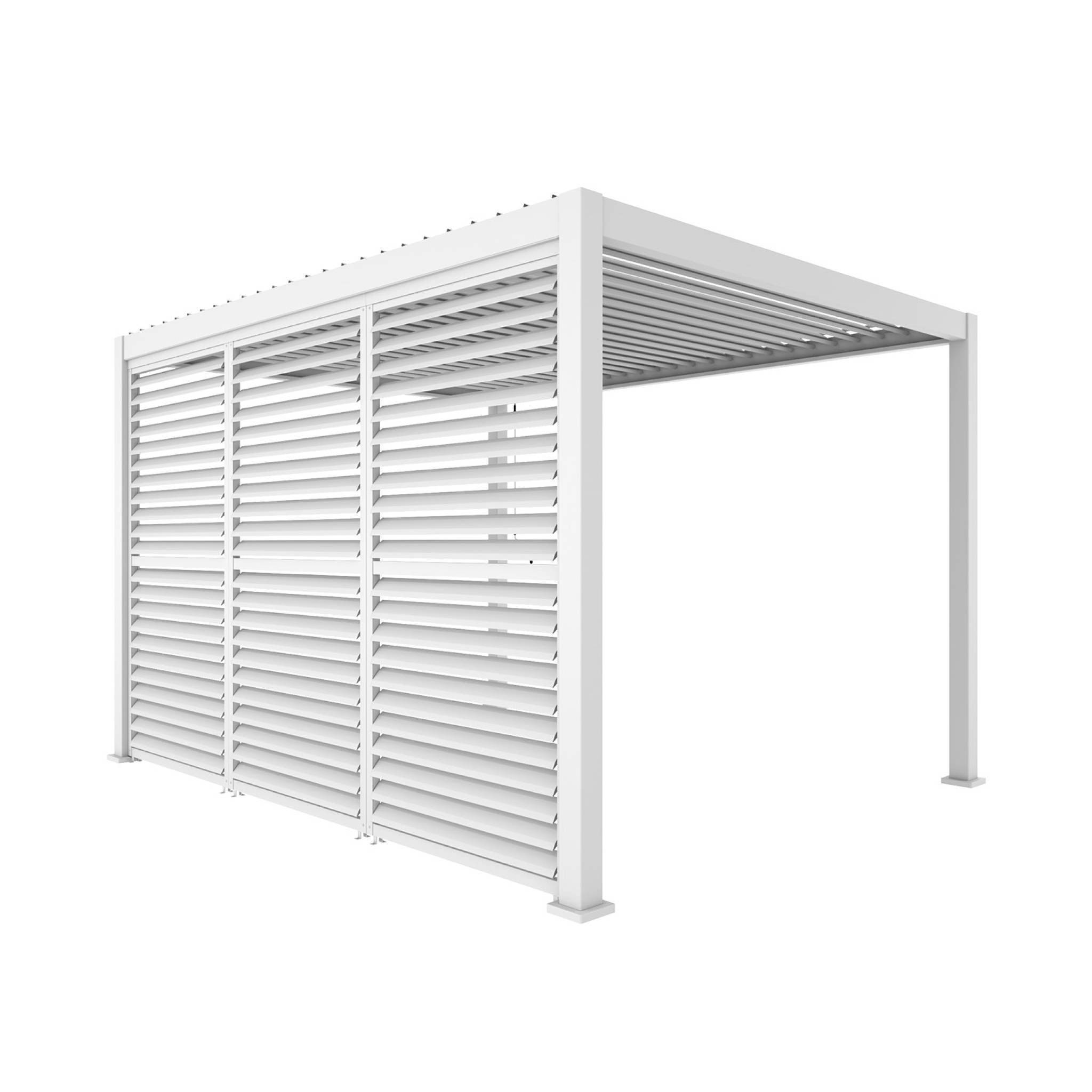 Pérgola bioclimática 3x4m de aluminio + 3 persianas de 1.3m Blanco ...
