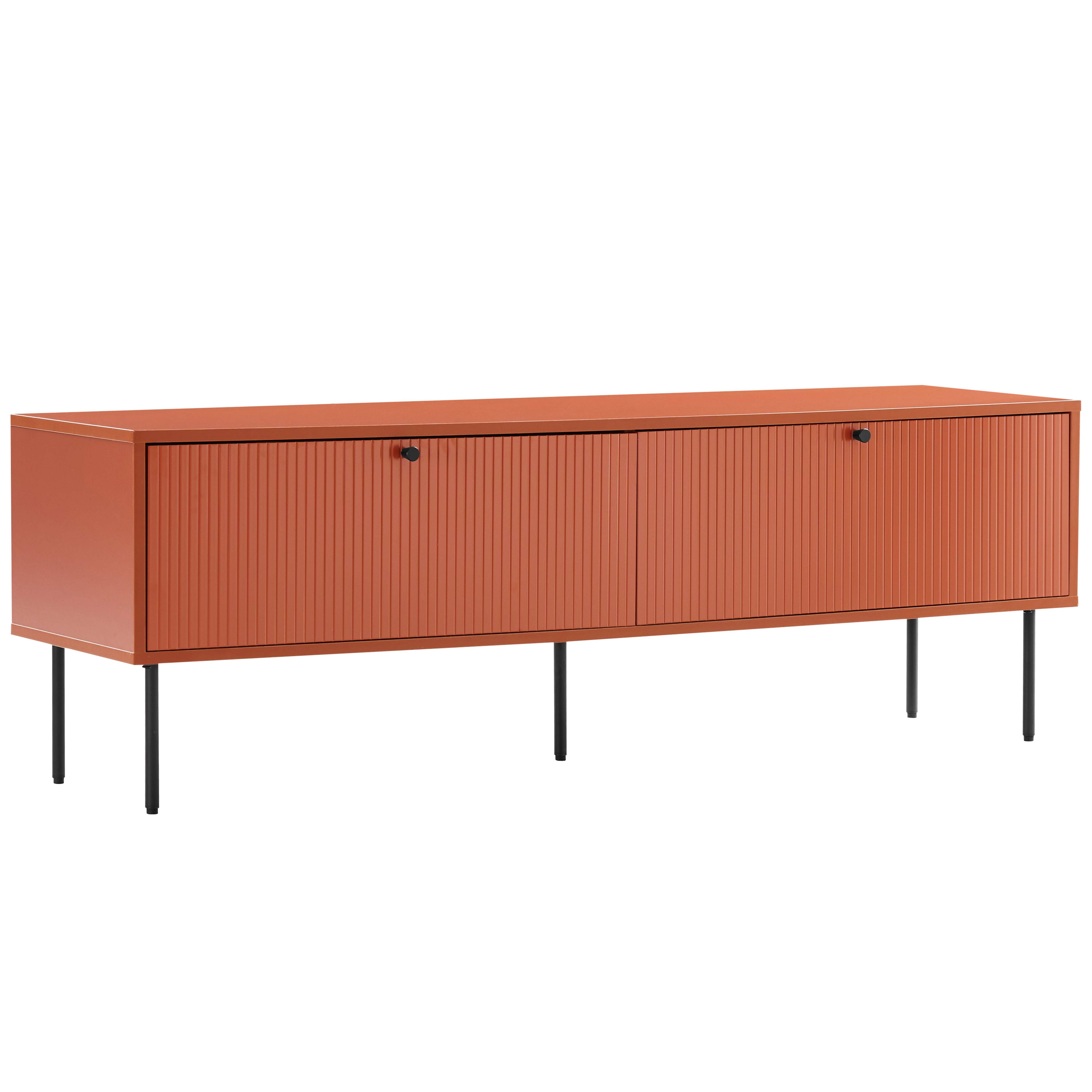 Mueble TV de 2 puertas de acero y MDF de melamina 150 cm naranja ...