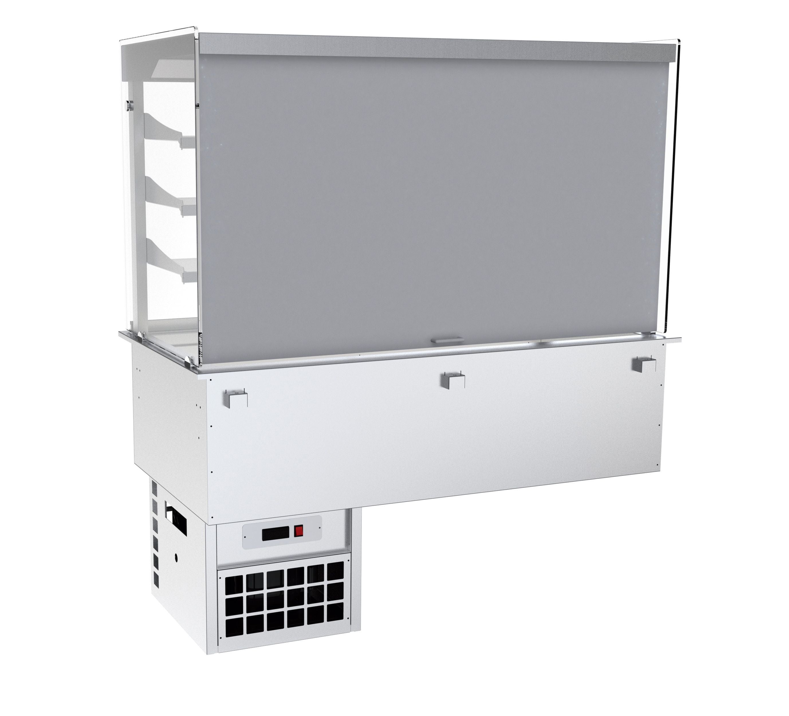 Vitrine Inox Réfrigérée Centrale Droite avec Thermo-Rideau, Cuve ...