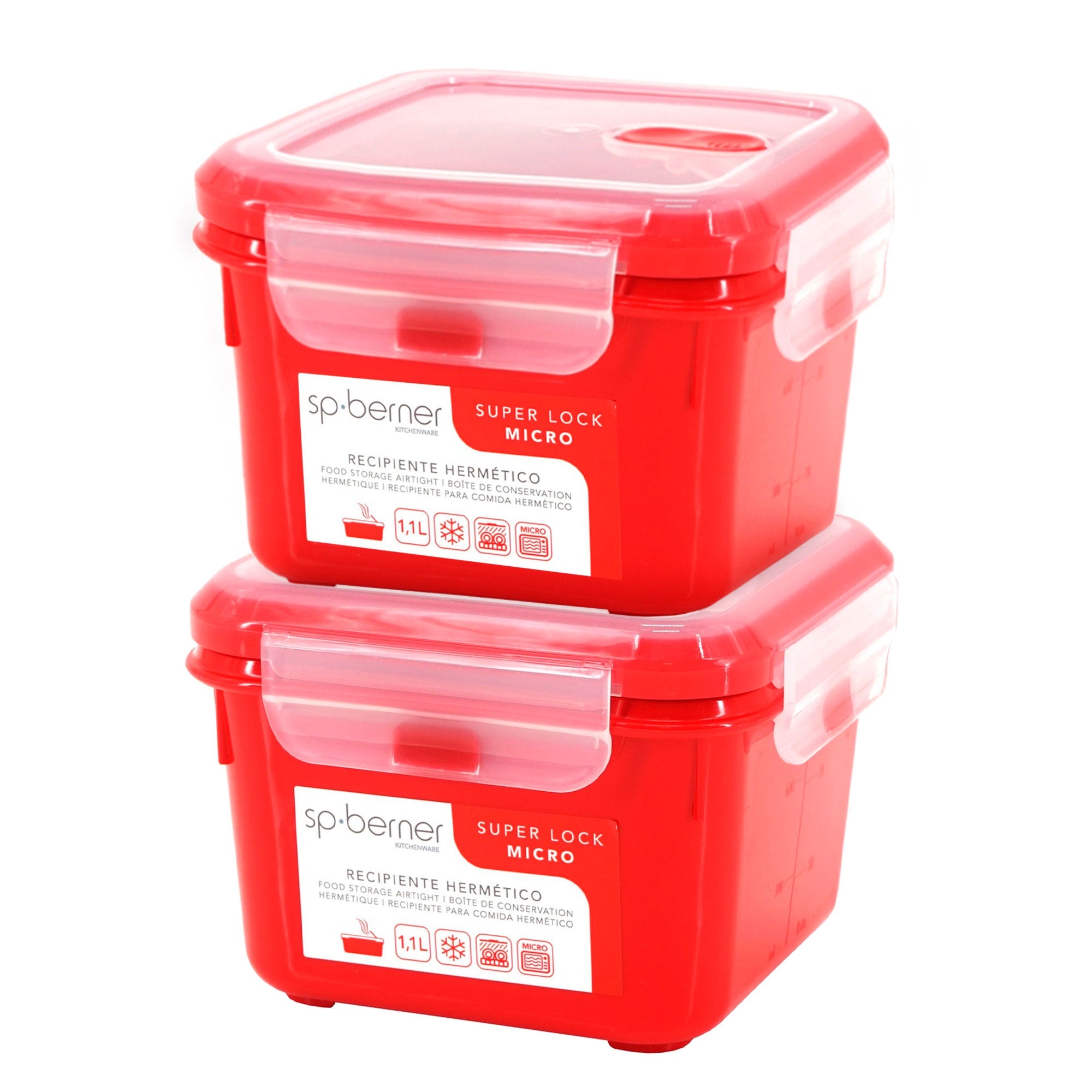 2x SUPER LOCK MICRO 1,1 L., carré, étanche à l'air, idéal pour le ...