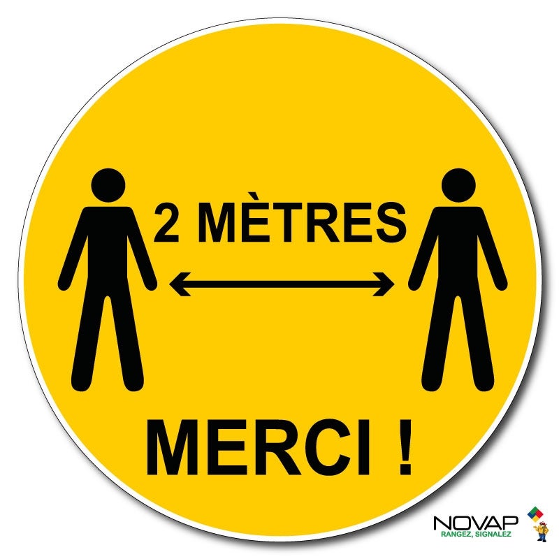 Panneau 2 mètres merci - Jaune - spécial sol - Ø 450 mm - 4008189 ...