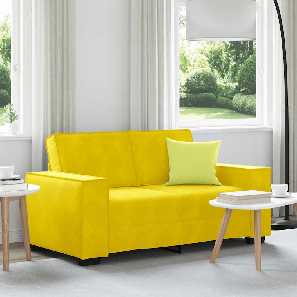 Sofá de 2 plazas terciopelo amarillo 120 cm | Leroy Merlin