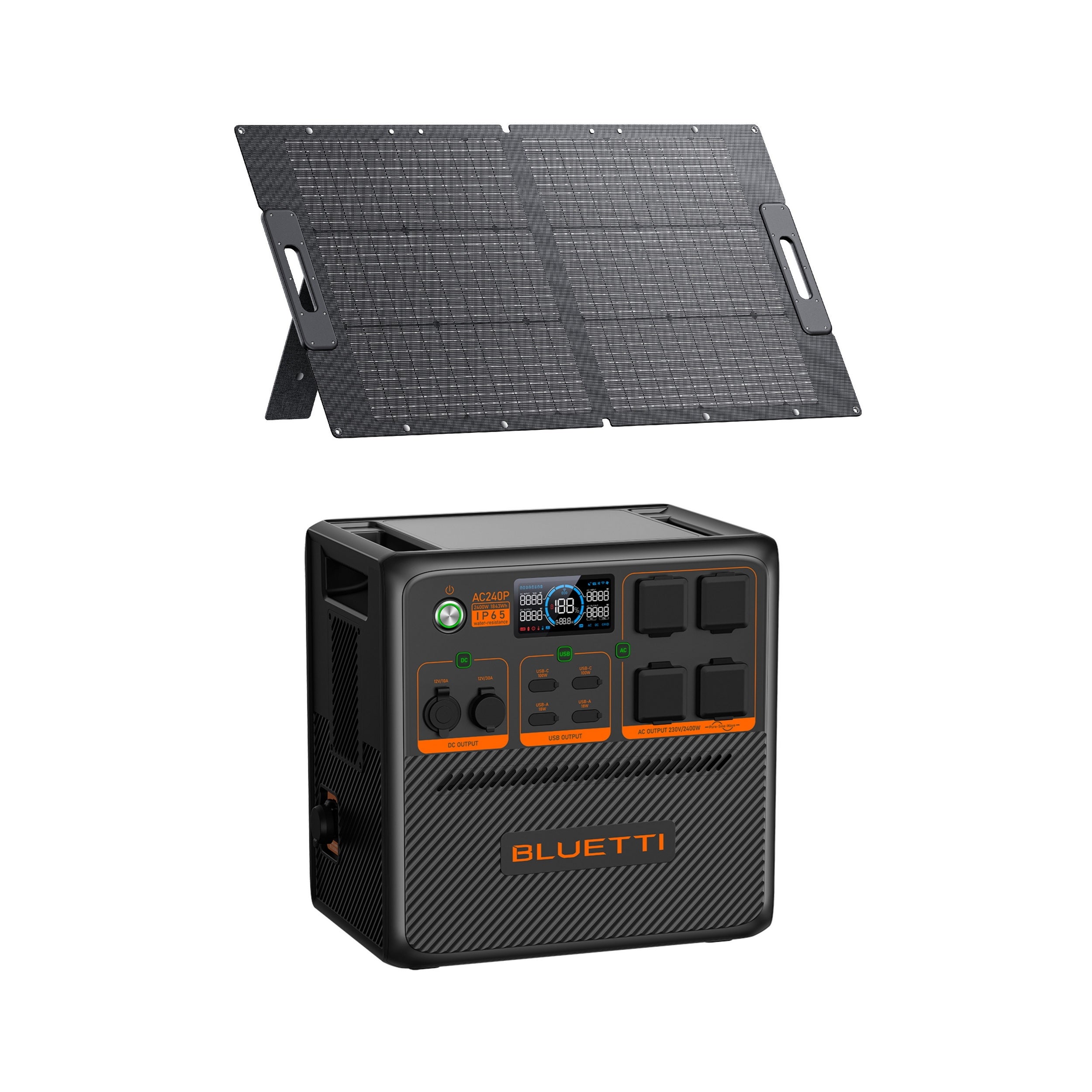 Zestaw BLUETTI AC240P IP65 z panelem solarnym 100W – Akumulator 1843Wh ...