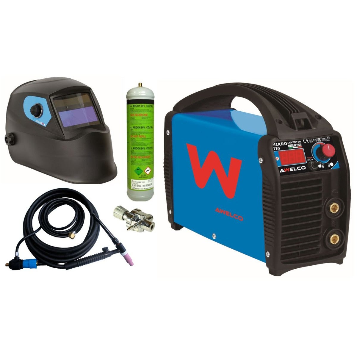 Soldadora MMA TIG LIFT Mikrotig 170 + Capó LCD 9/13 Antorcha TIG Valve ...