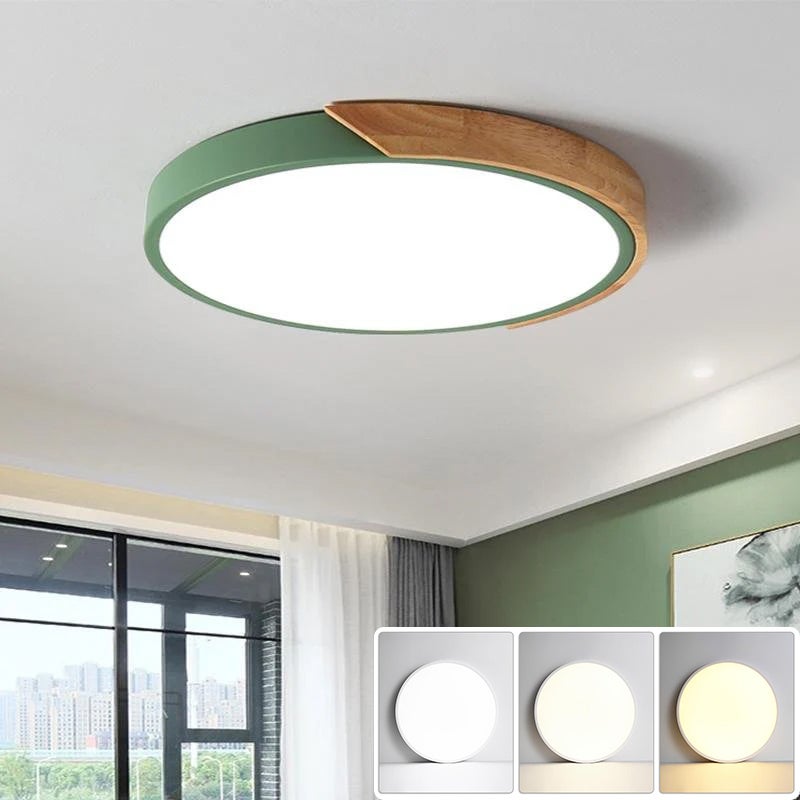 Plafonnier LED 50CM, Plafonnier en Bois, Plafonnier Moderne 48W ...