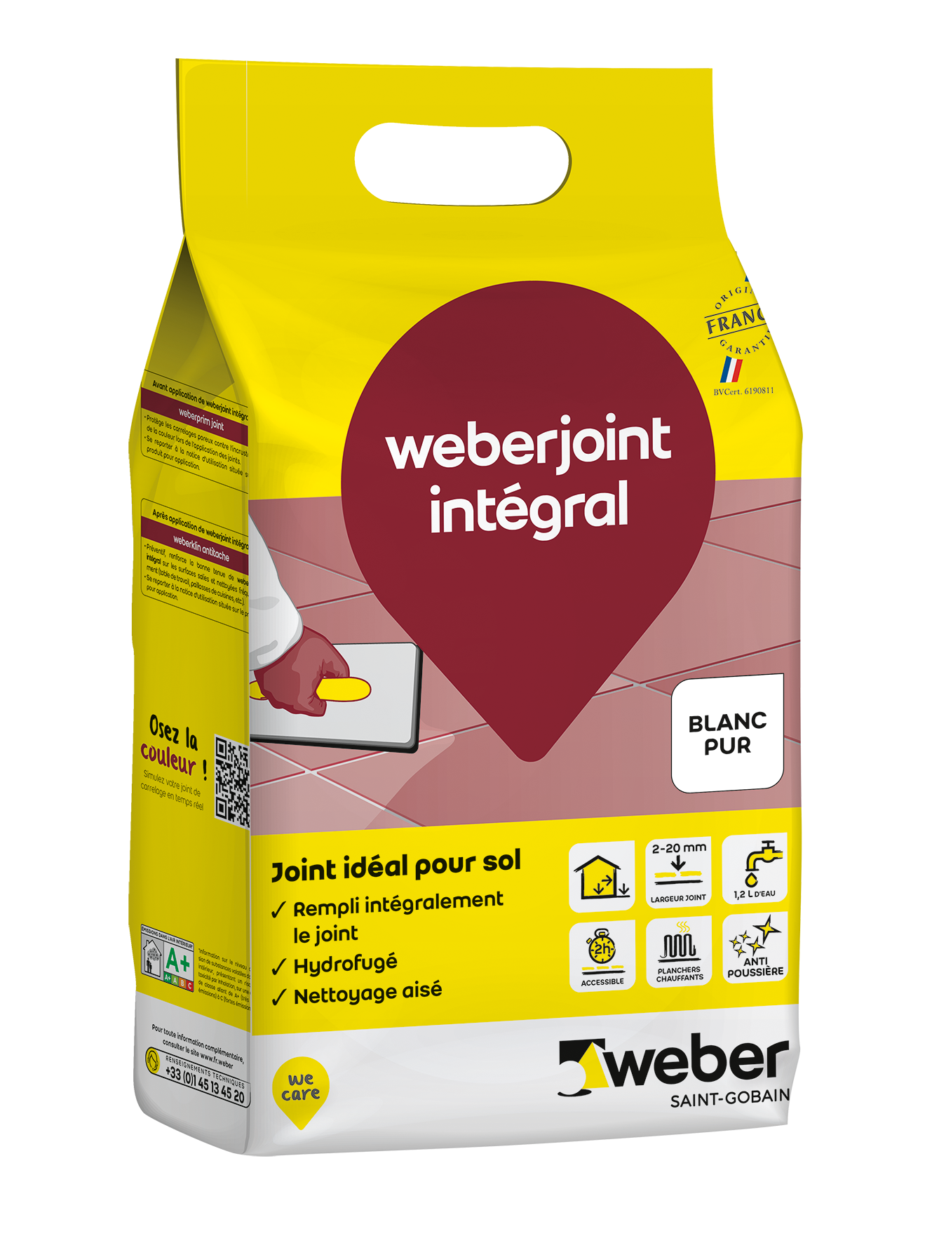 Mortier pour la réalisation de joint de carrelage 5Kg hydrofugé, Blanc ...