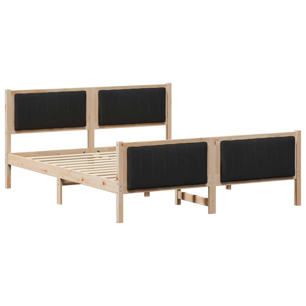 Lit double | Lit adulte | Cadre de lit Marron et noir 150 x 200 cm Bois ...