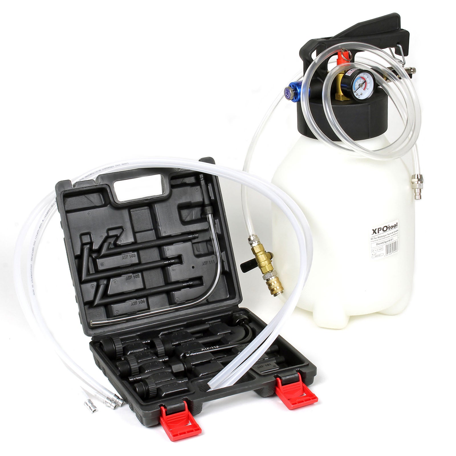 Wiltec Bomba de llenado de aceite 6 l con 13 adaptadores ATF para ...