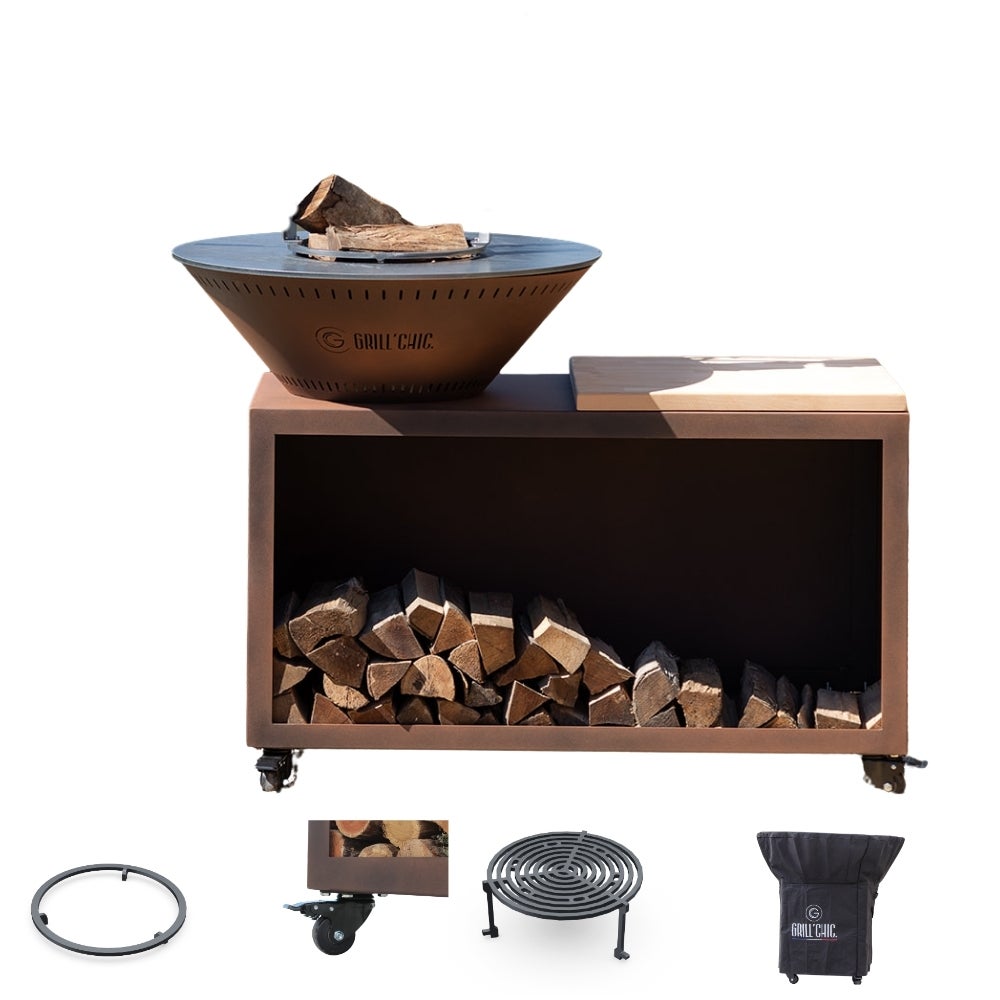 Pack Privilege Brasero Traditionnel Acier 103 Imitation Corten | Leroy ...