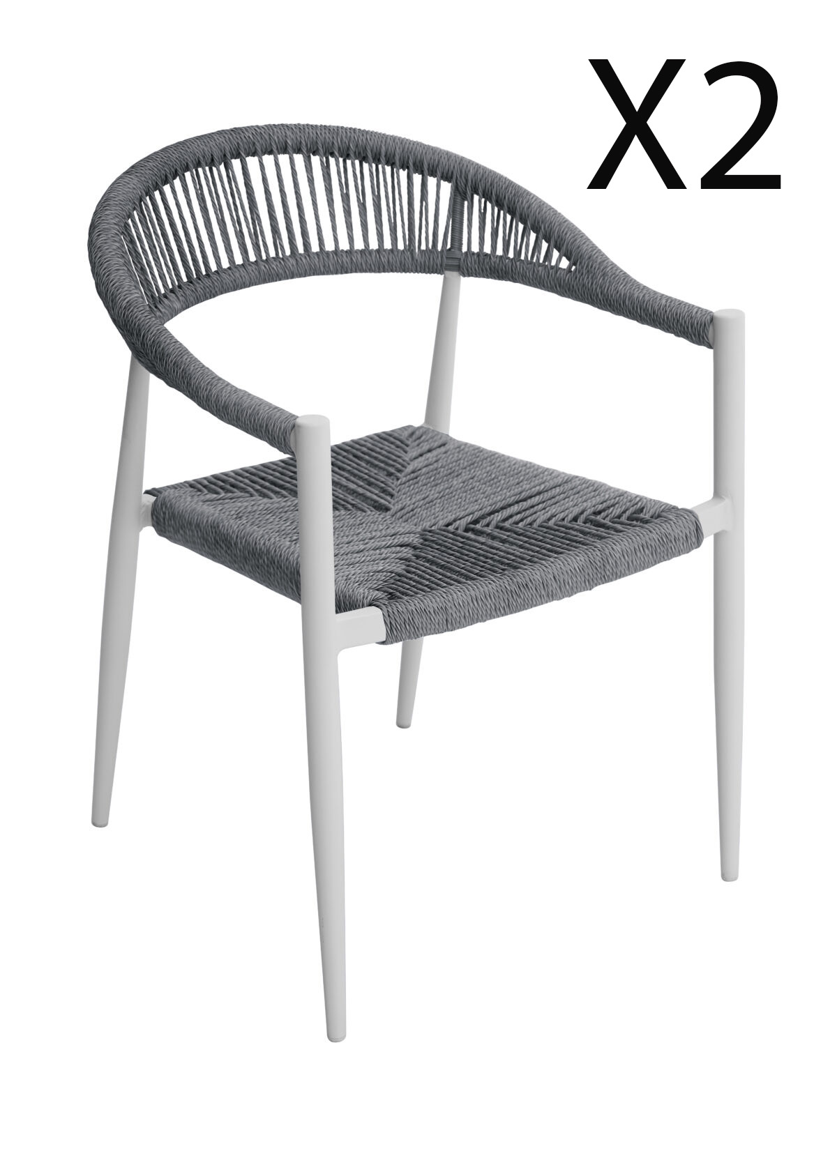 Lot de 2 fauteuils de jardin en aluminium et osier - Longueur 71 x Profondeur 76 x Hauteur 78 cm ...