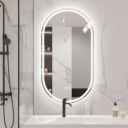 Miroir intelligent ovale mural sans cadre 60 x 90 cm, miroir de salle ...