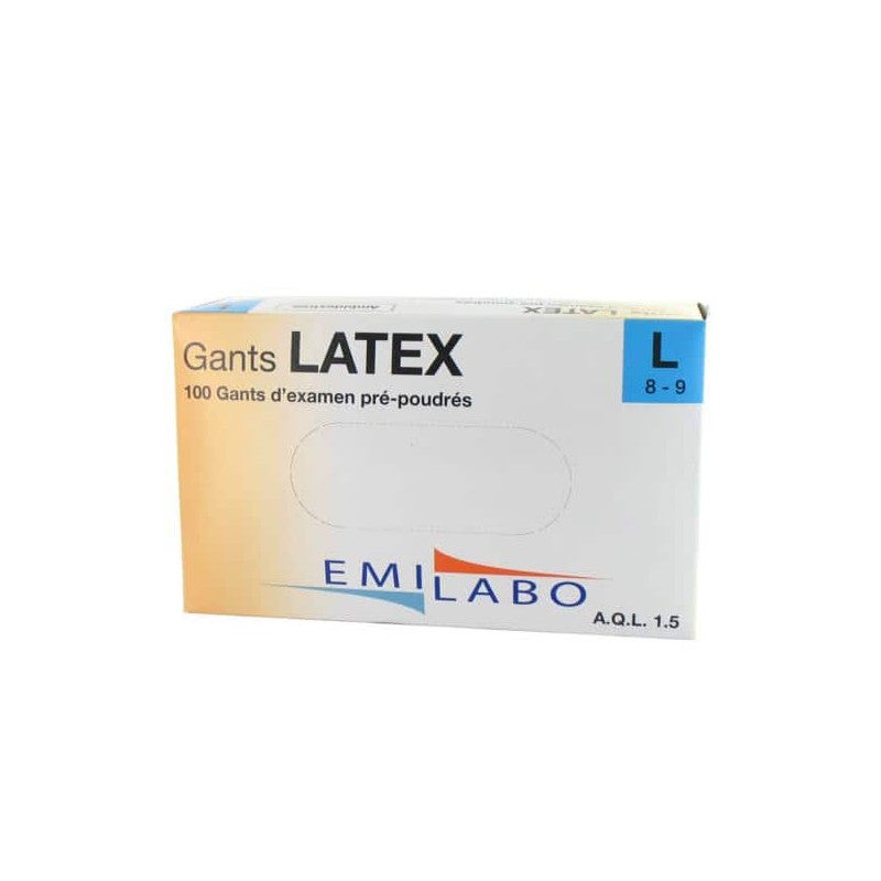 Boite de 100 Gants Latex pré-poudrés Taille L / 8-9 EMILABO | Leroy Merlin