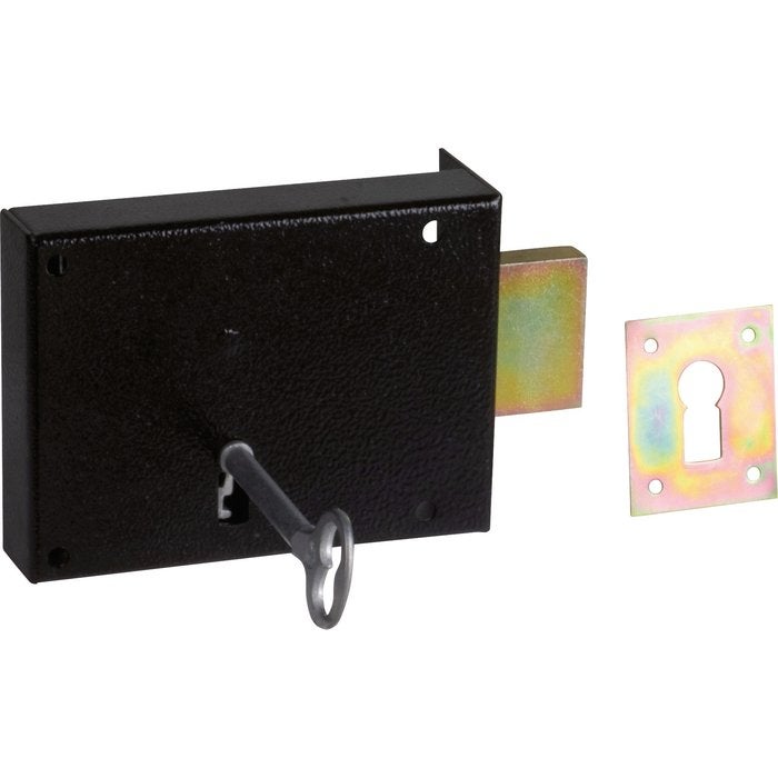 Serrure en applique noire droite Simple - Clé L - Axe à 55 mm - Série ...