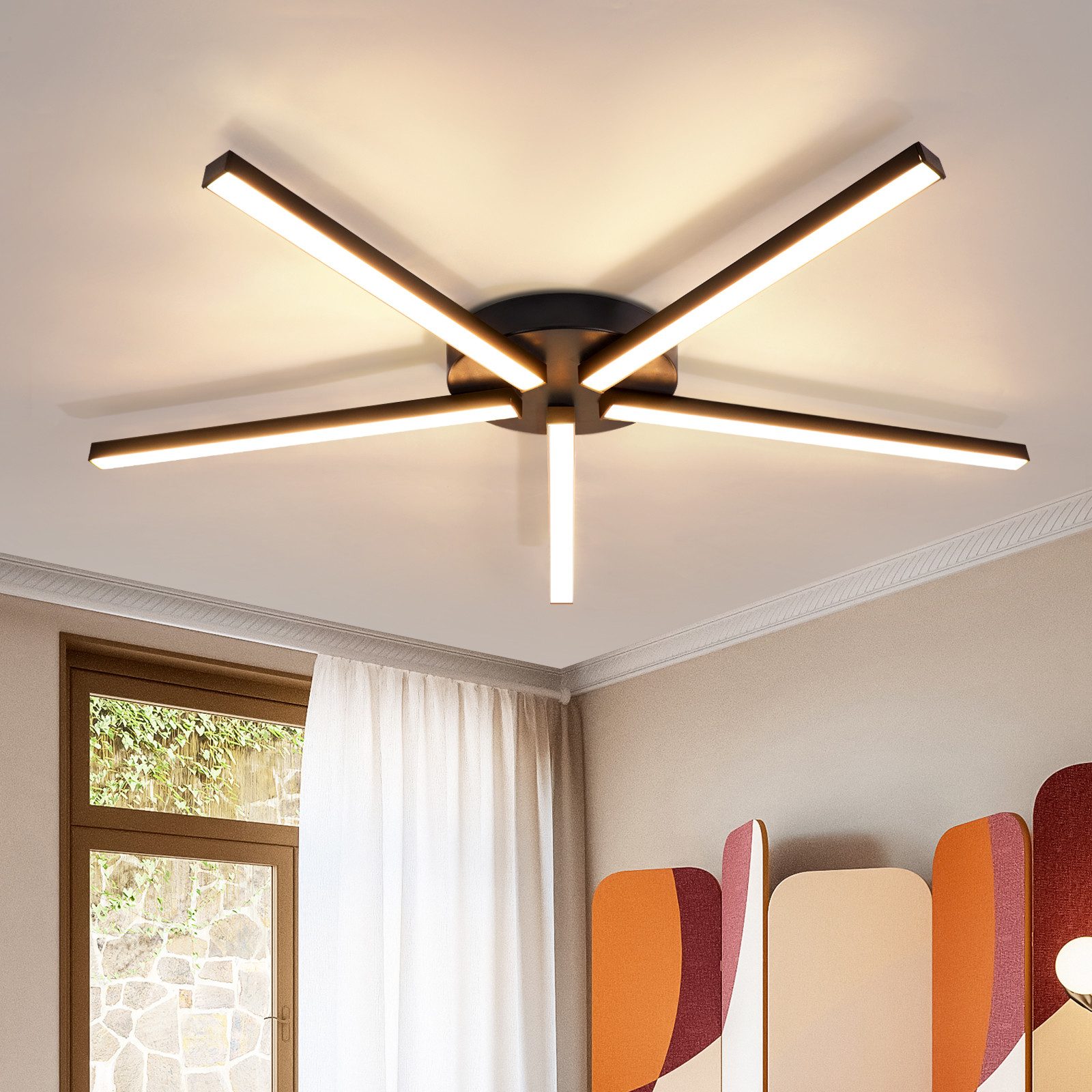 ZMH LED Ceiling Light Living Room Black 24W Modern 3000K Non ...