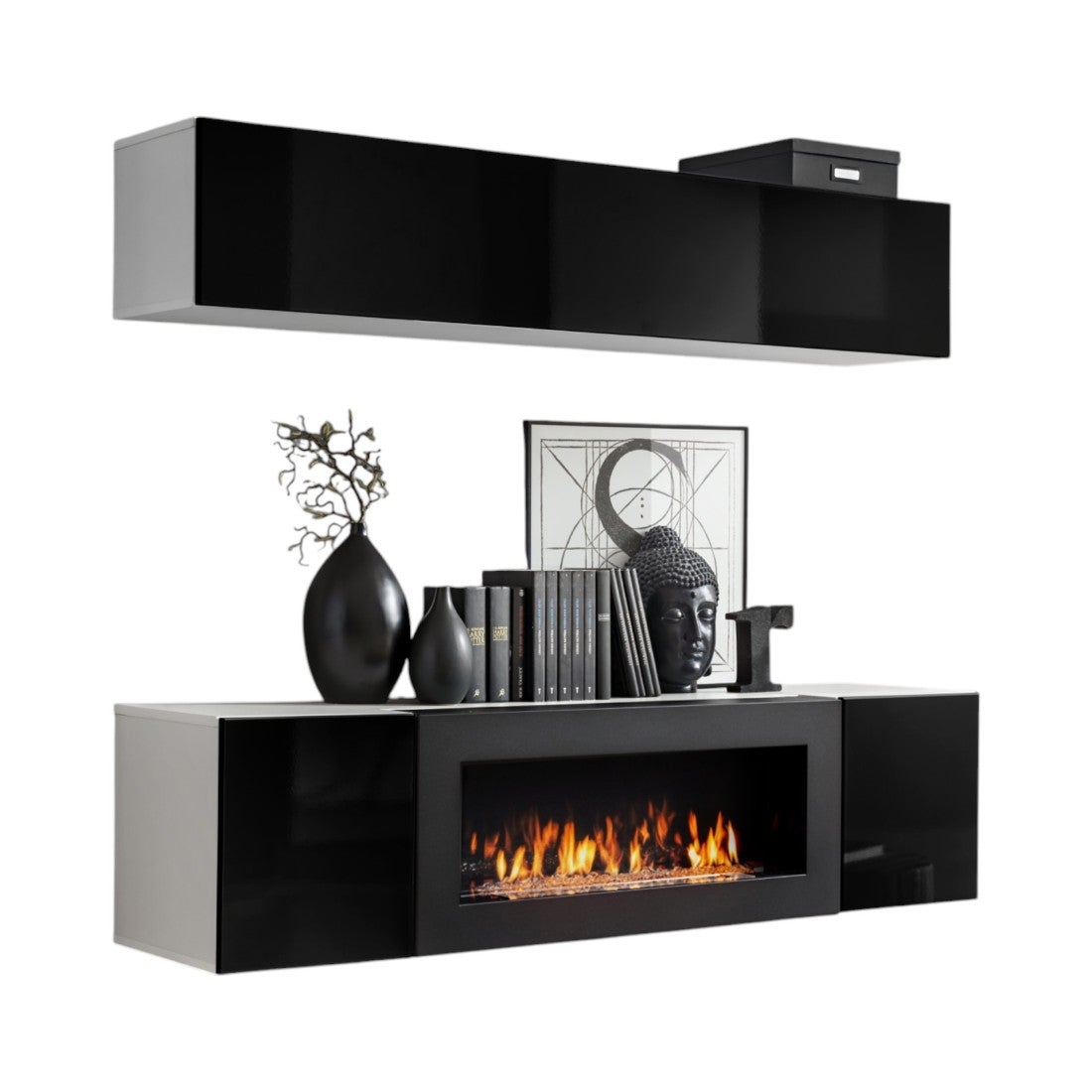 Meubles suspendus avec cheminée décorative collection FLY N1. Coloris ...