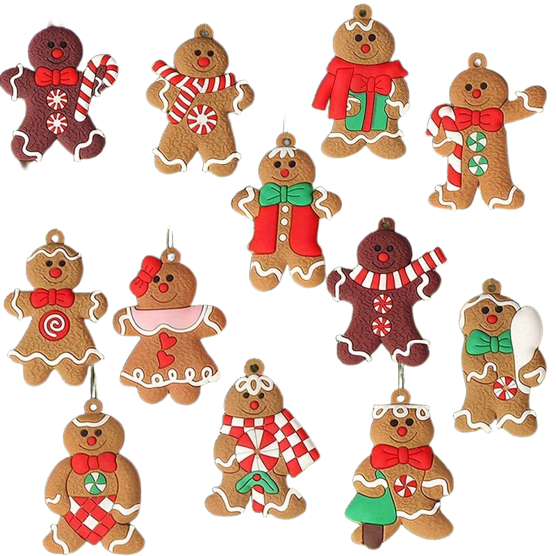 12 Pièces Bonhomme Pain D'épices Ornement Sapin de Noel, Nouveaux Mini ...