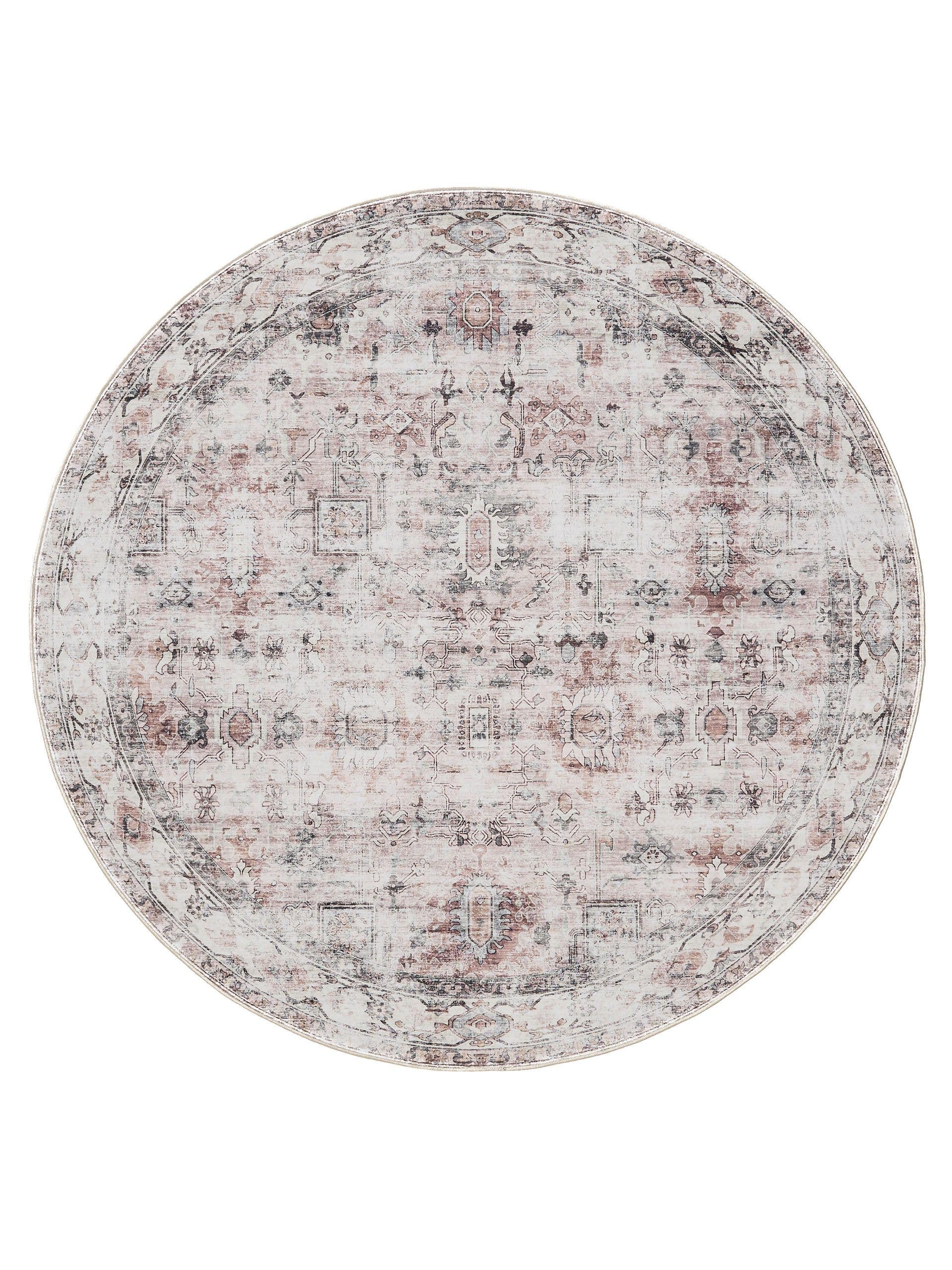 BENUTA - Tapis lavable crème/taupe ø 160 cm rond | Leroy Merlin