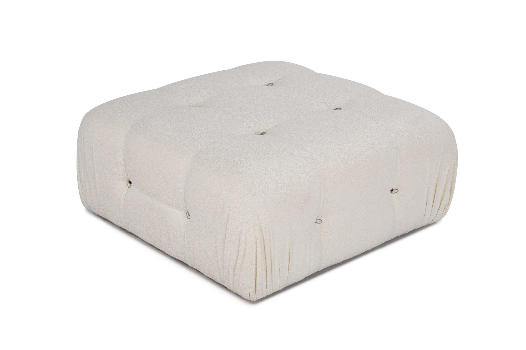Pouf carré Tendance Nourhane Tissu bouclette Crème | Leroy Merlin