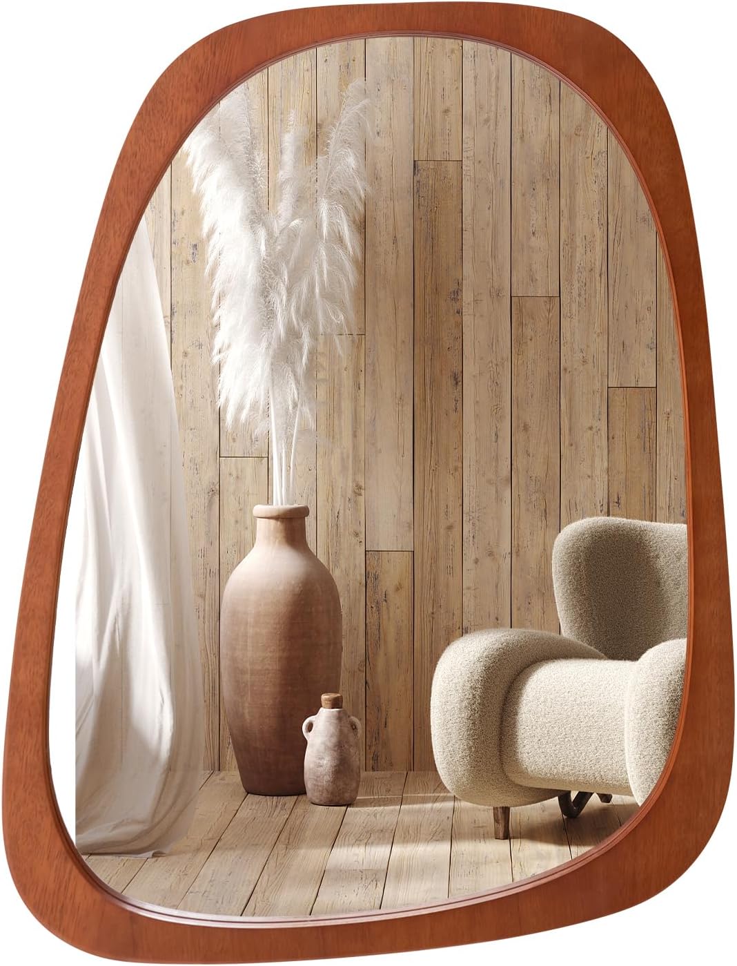 Miroir Mural Rustique avec Cadre en Bois, Miroir Décoratif de Style ...
