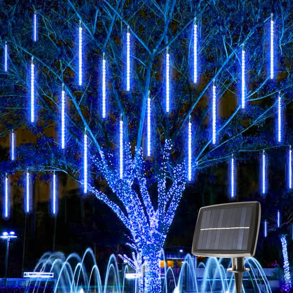 Luces solares de Navidad para exteriores, luces solares de lluvia de ...