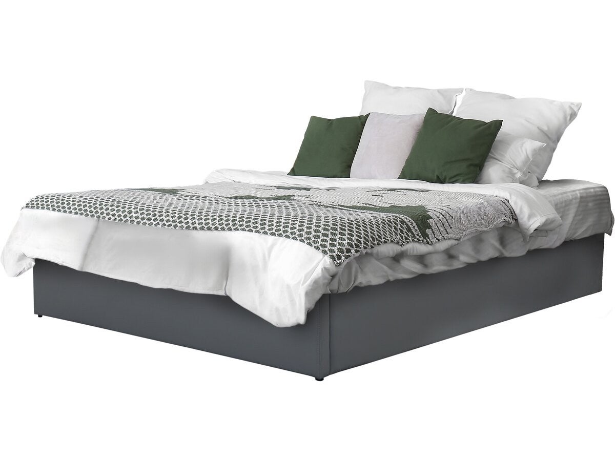 Lit double en PVC avec coffre "Ava" - 160 x 200 cm - Gris | Leroy Merlin