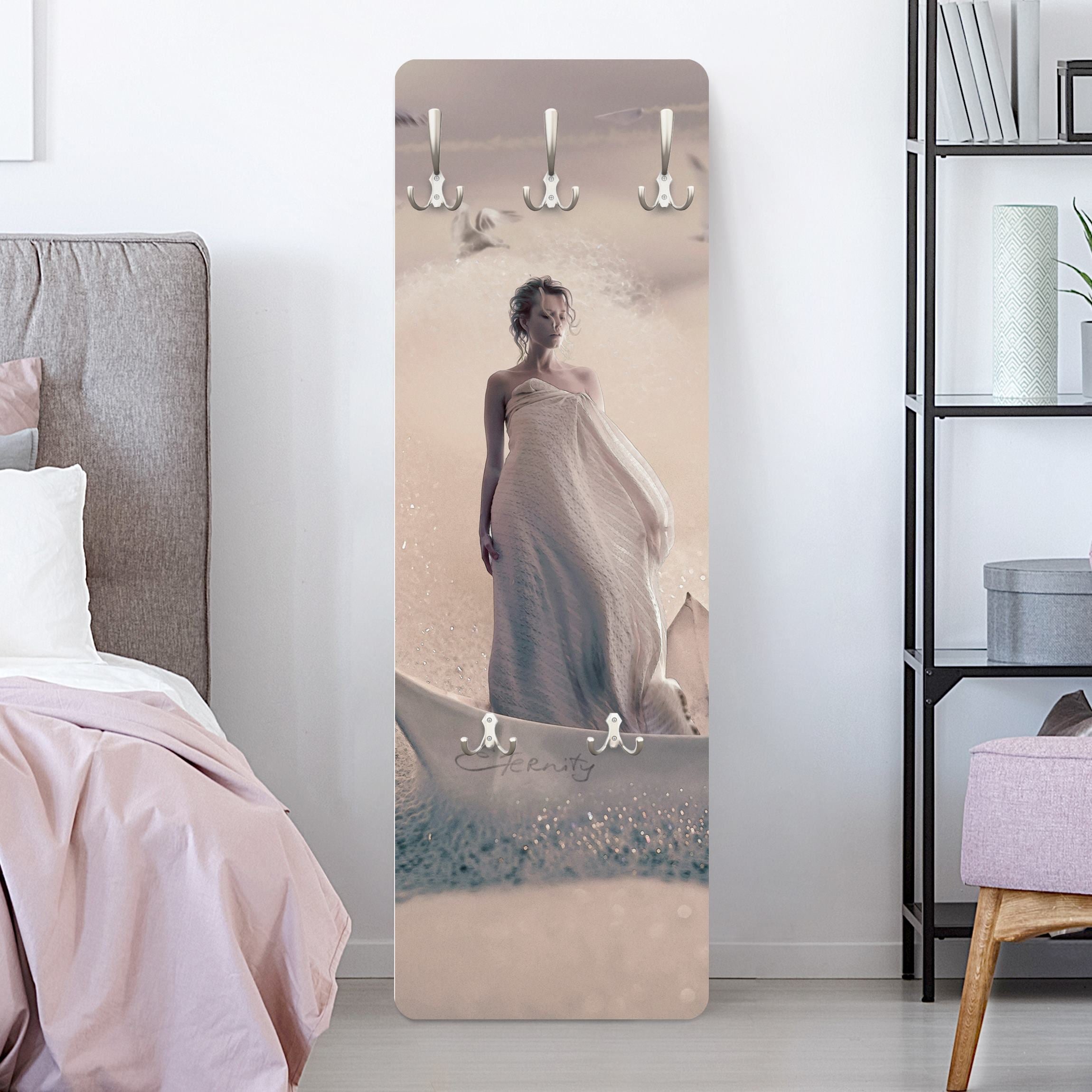 Porte manteau mural motif patère murale bois portemanteau moderne crème ...