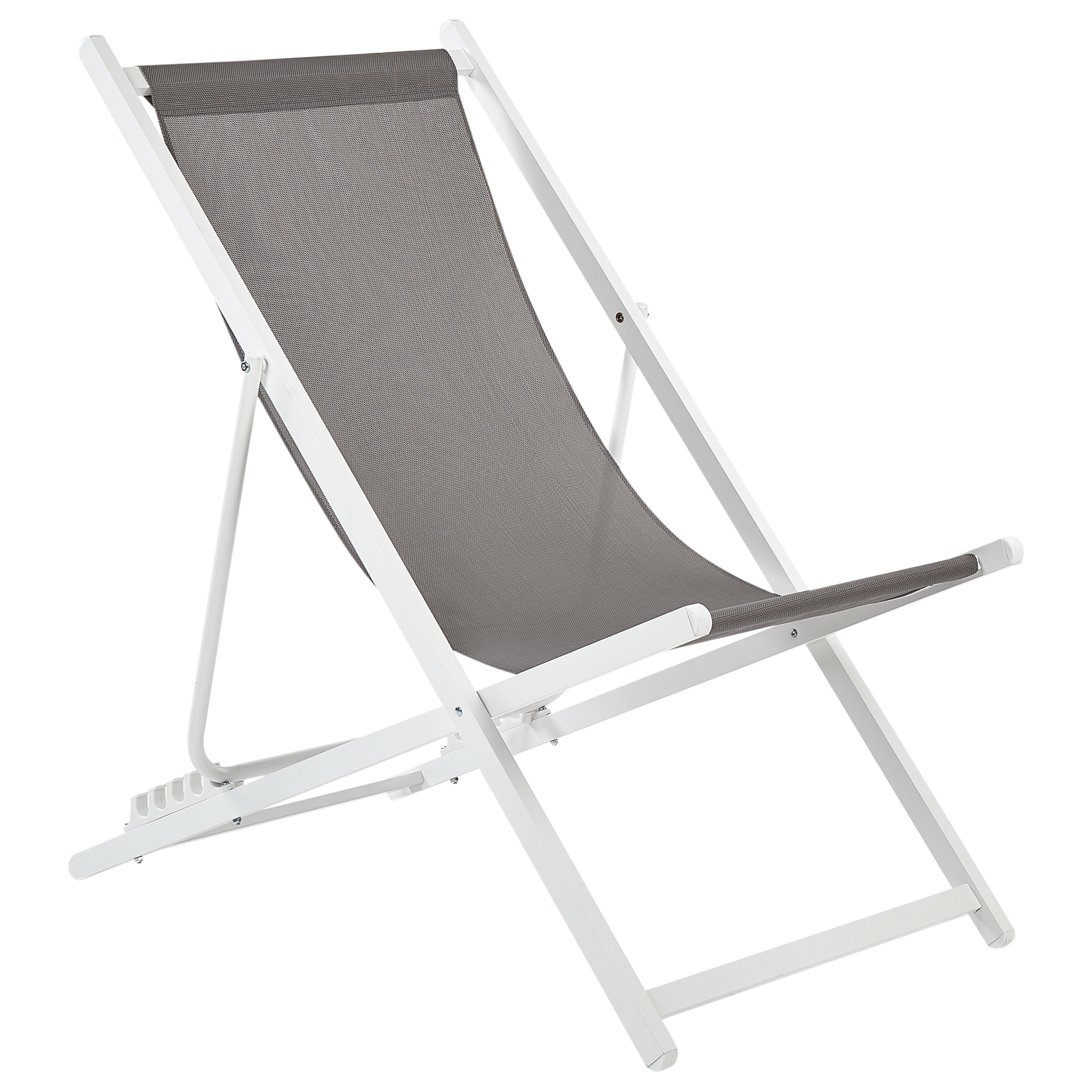 Chaise Longue Pliante Gris en Textile Dossier Réglable et Pieds ...