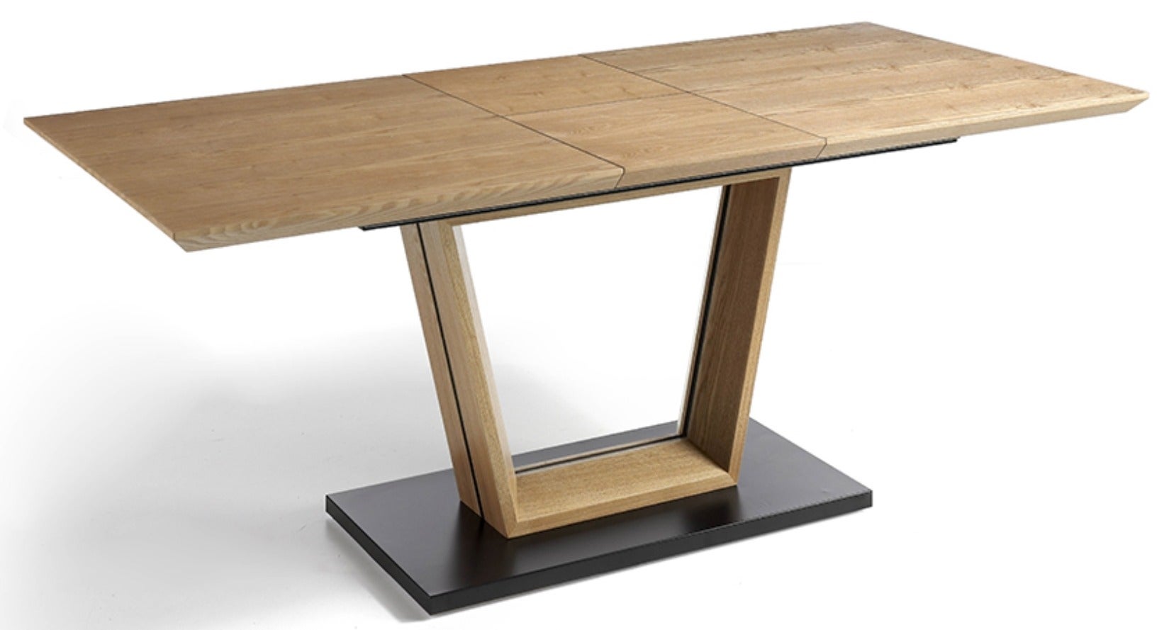 Table à manger design extensible bois de chêne et métal noir Tirano 150 ...