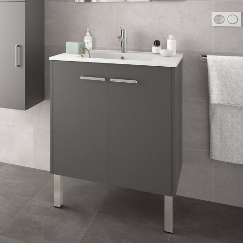 Meuble de salle de bain 70 cm Econtract Salgar Couleur Gris Option A ...