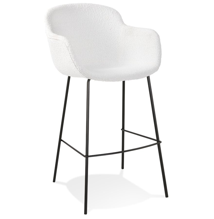 Tabouret de bar design 'CADRIX' en tissu bouclé blanc | Leroy Merlin