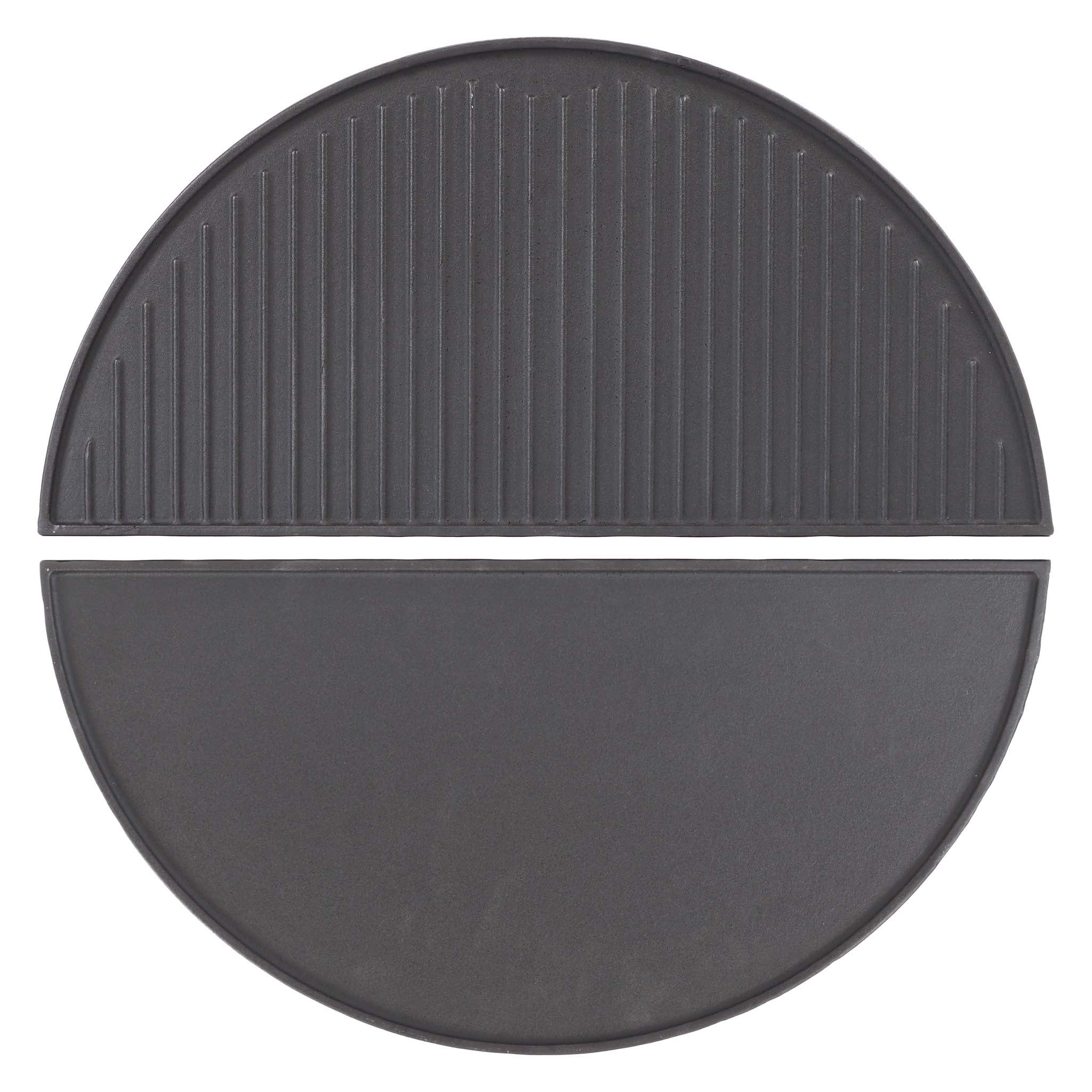 Wiltec Set 2x Plaque de gril BBQ semi-circulaire – 55 x 26,5 x 1,5 cm – en Fonte – Barbecue ...