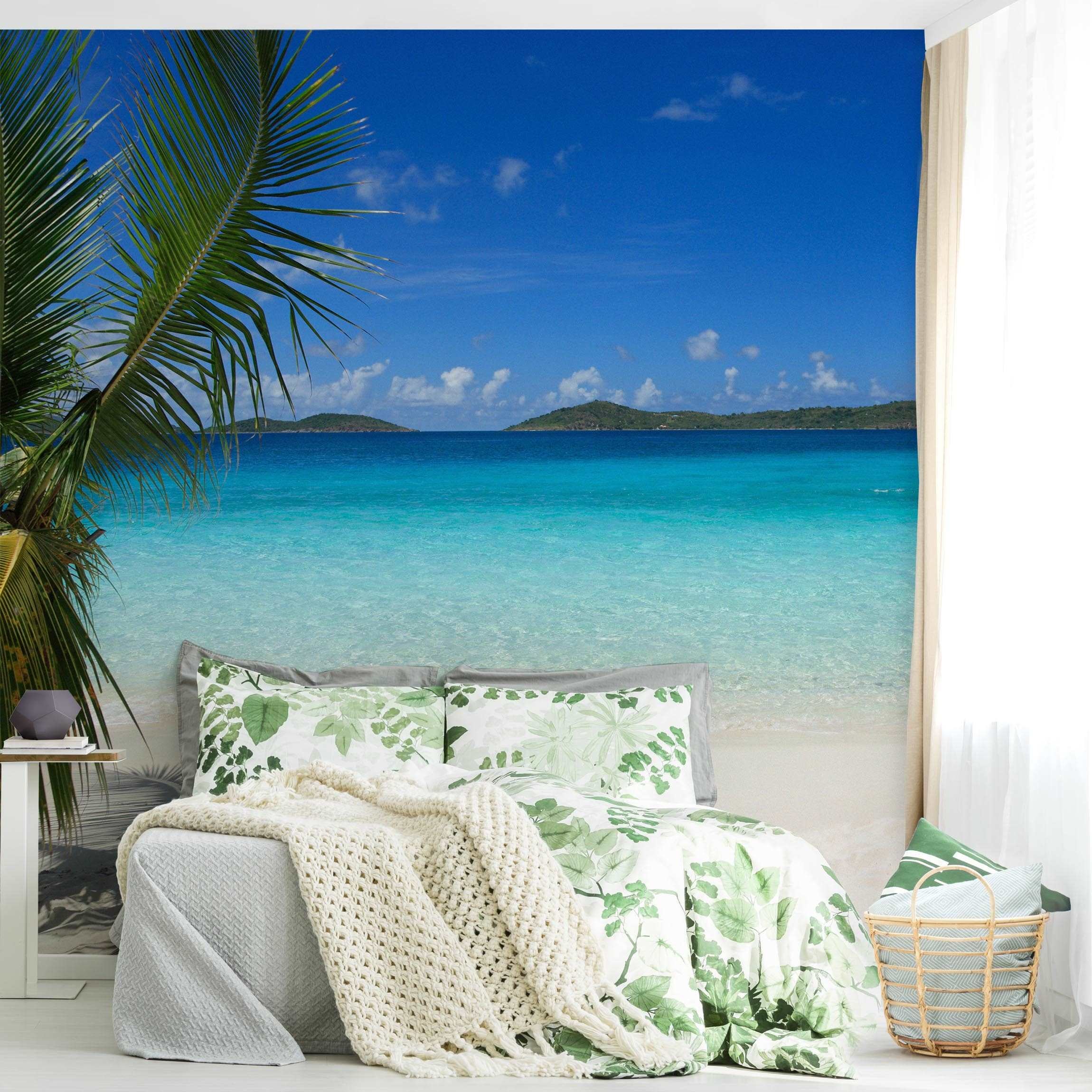 Papier peint panoramique Maldives mer 3D trompe l'oeil nature plage 90 ...