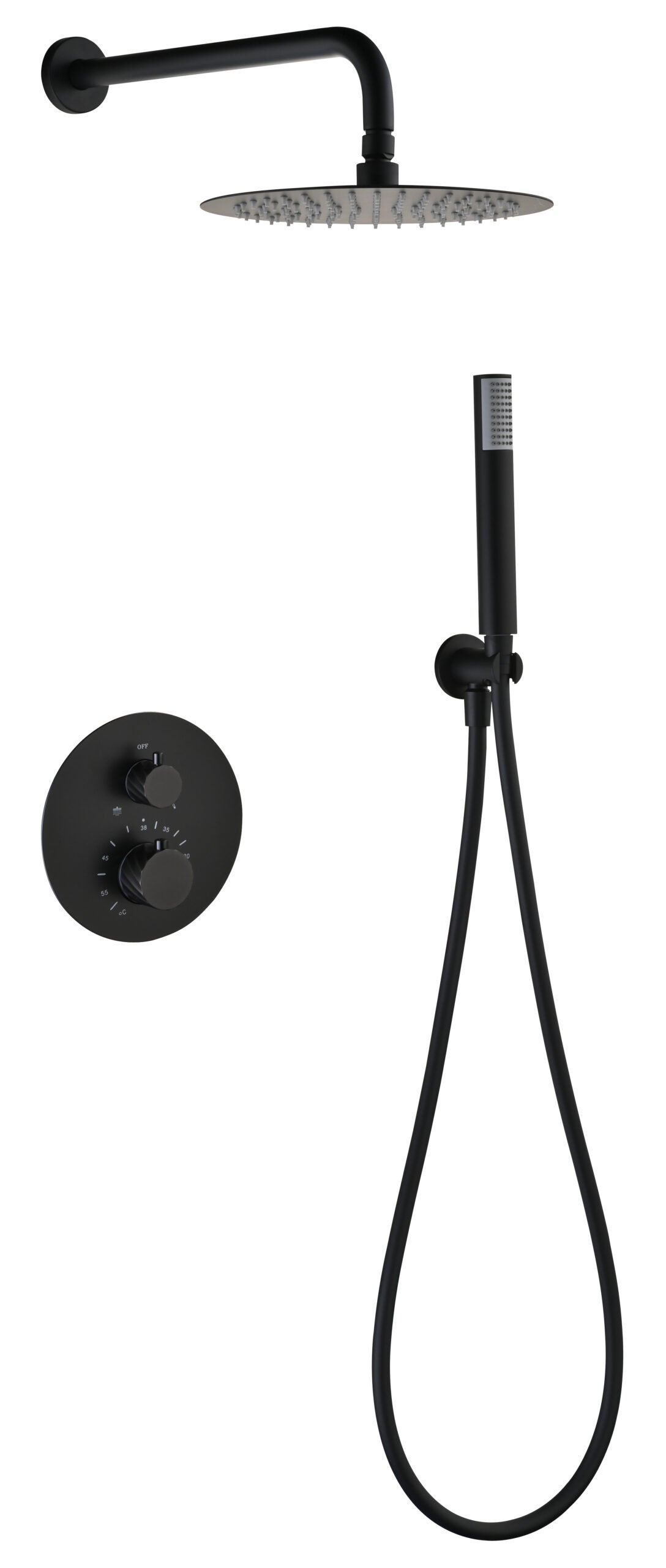 Set de douche thermostatique encastré Bless chromé noir mat, finition ...